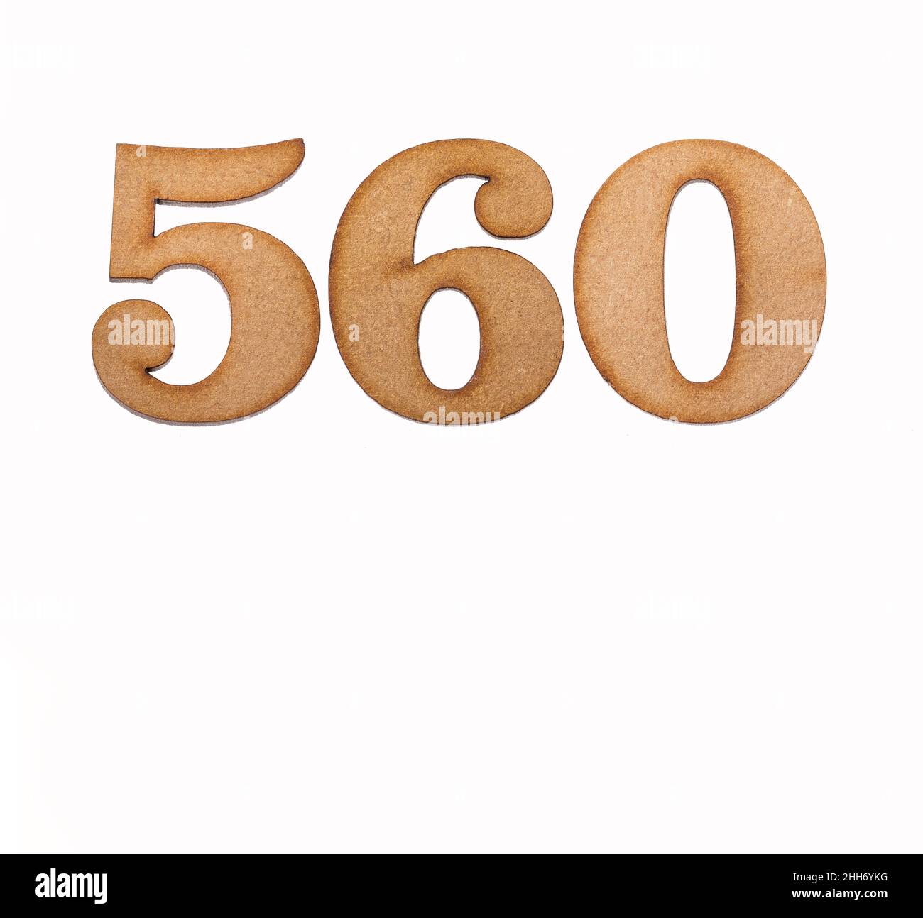 Number 560 - Piece of wood isolated on white background Stock Photo - Alamy