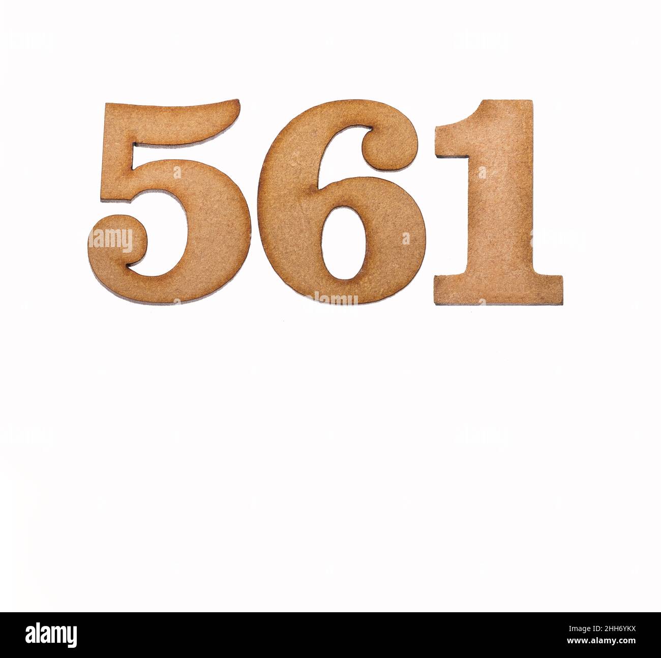 Number 561 in wood, isolated on white background Stock Photo - Alamy