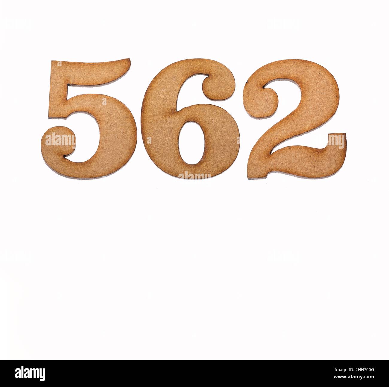 Number 562 - Piece of wood isolated on white background Stock Photo - Alamy
