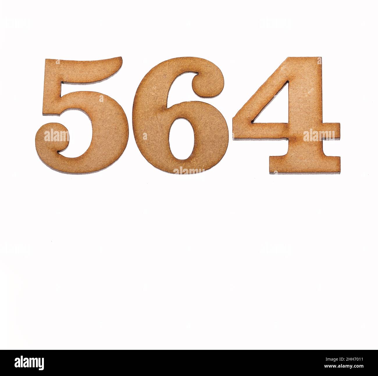 Number 564 - Piece of wood isolated on white background Stock Photo - Alamy