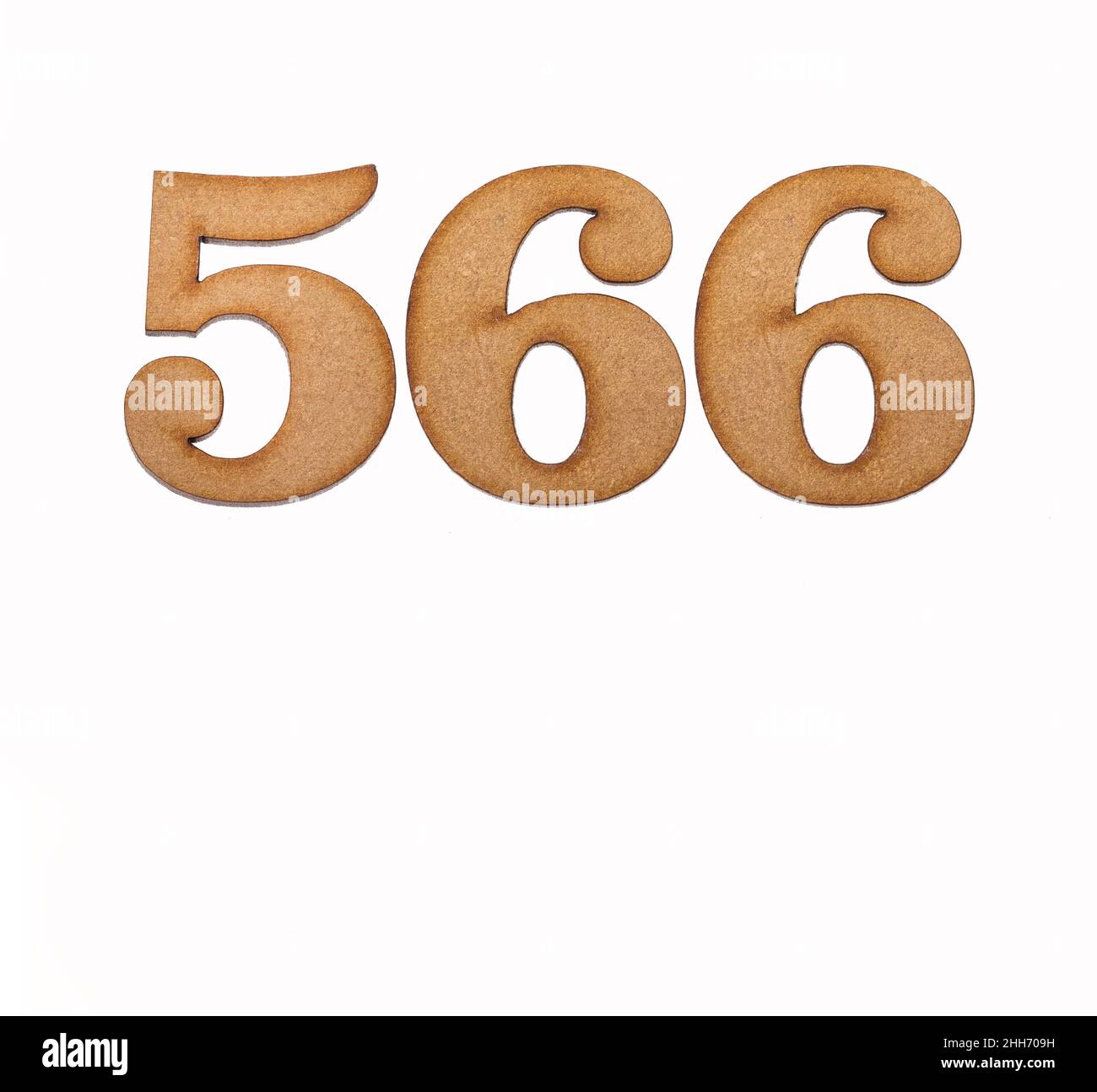 Number 566 - Piece of wood isolated on white background Stock Photo - Alamy