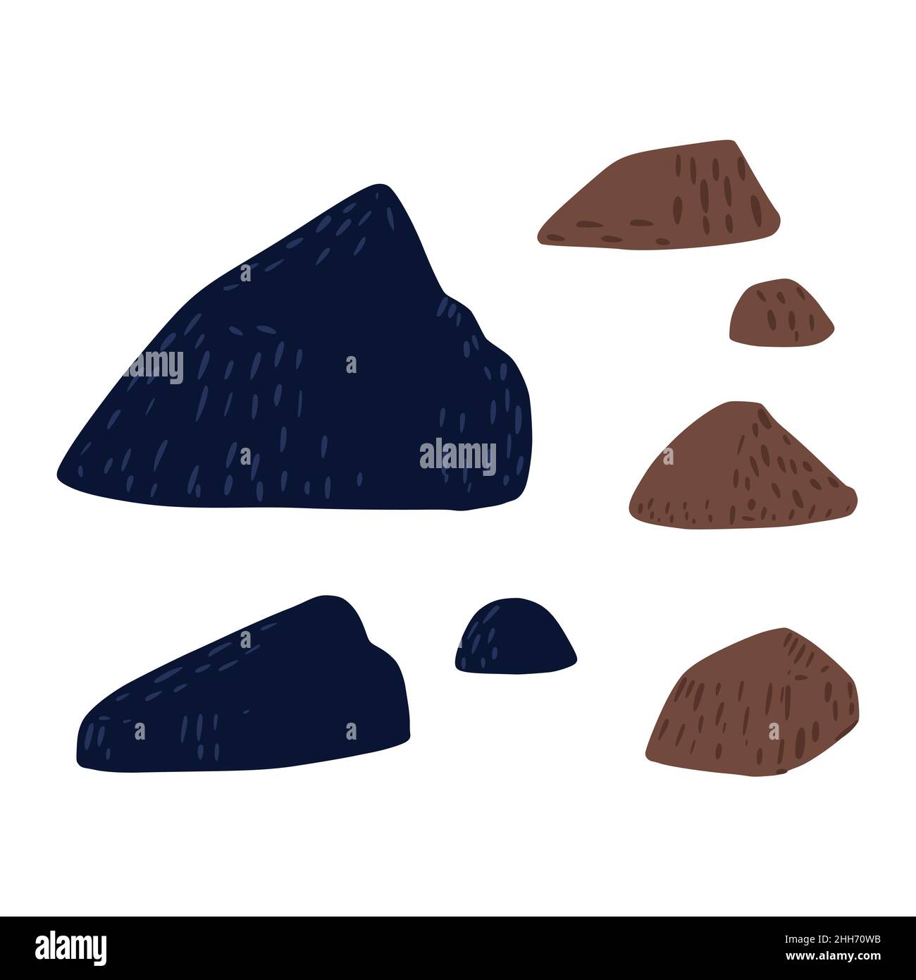 Set stone on white background. Natural stone short, long, small and big ...