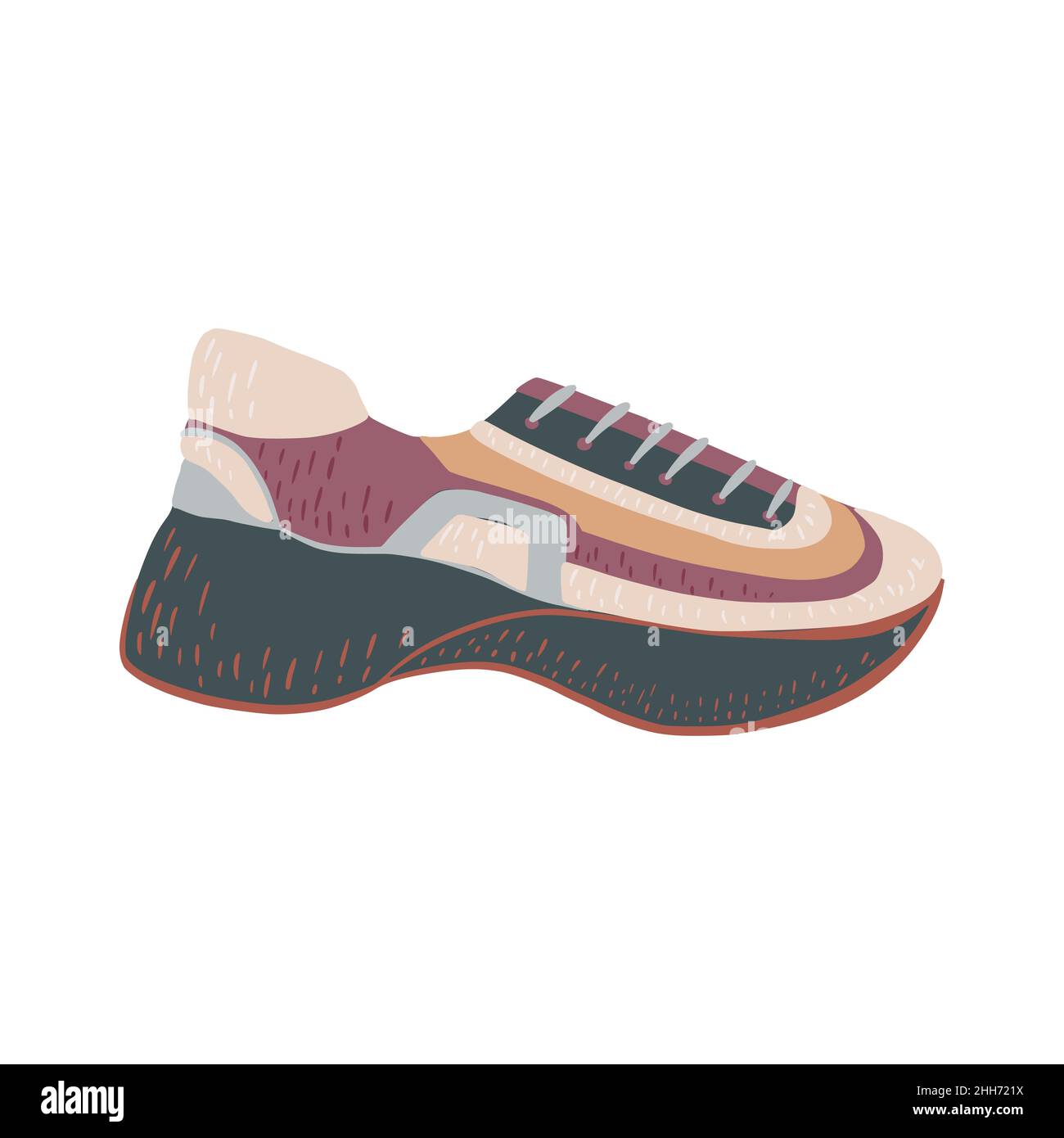 Big sneaker isolated on white background. Scandinavian drawing sneaker ...