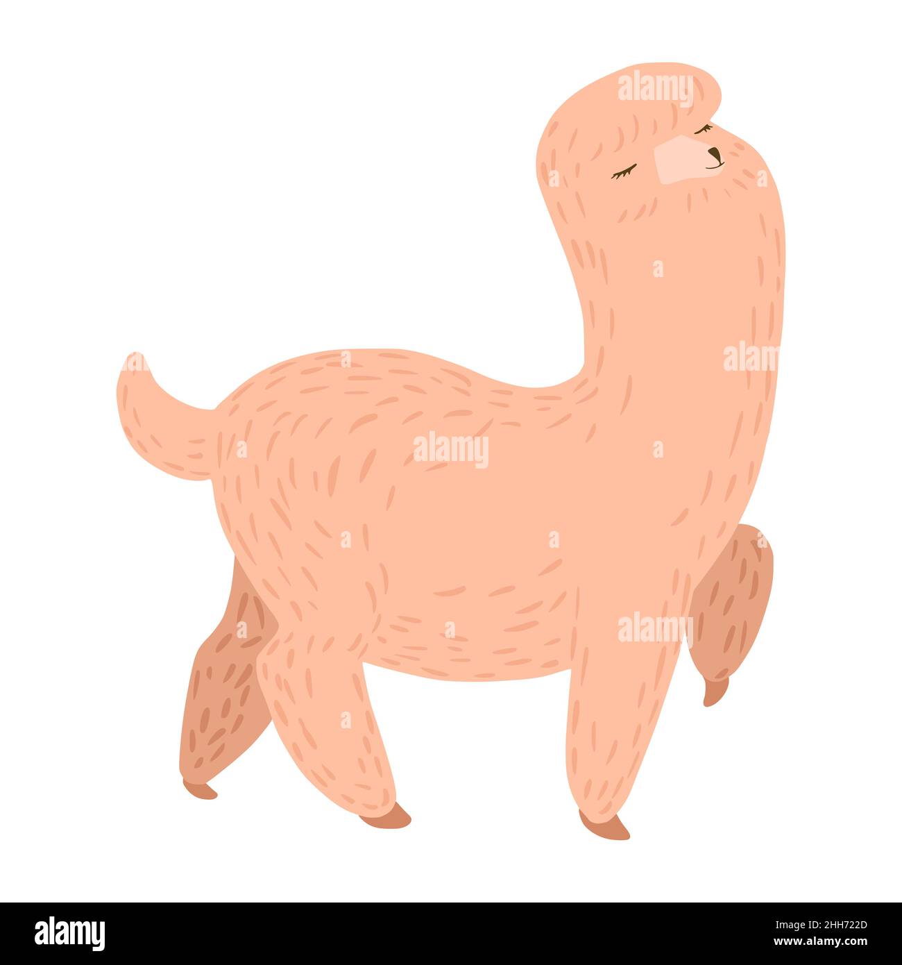 Cute alpaca isolated on white background. Soft lama pink color for kids ...