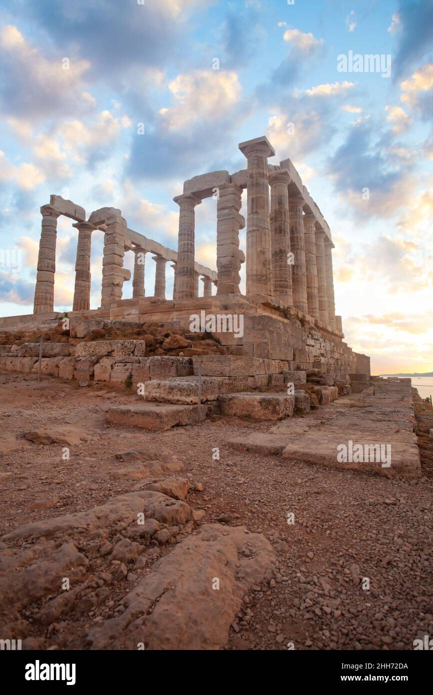 Poseidon temple in Greece. Ancient ruins Stock Photo - Alamy