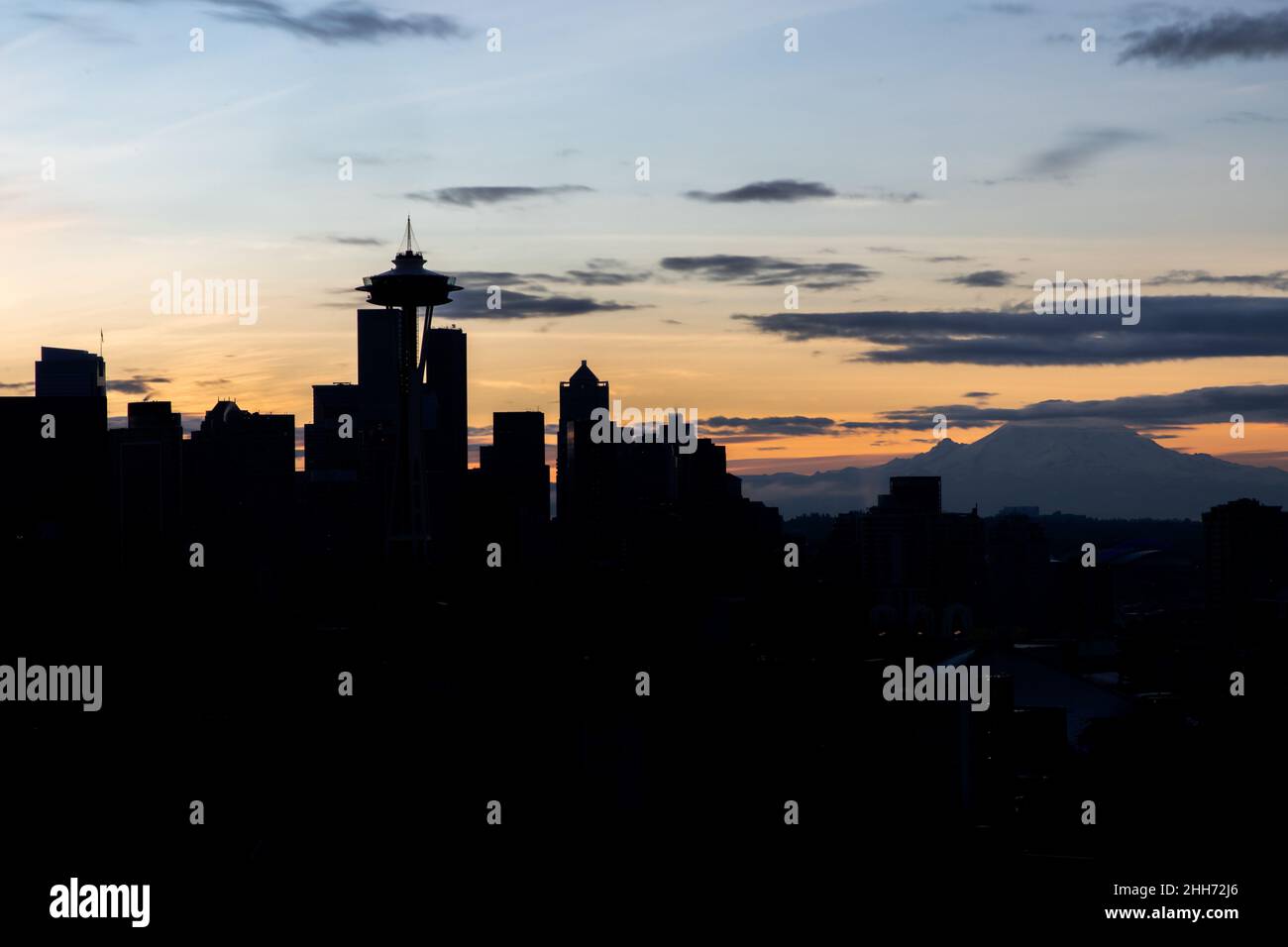 Seattle skyline in the morning for Sunrise Stock Photo - Alamy