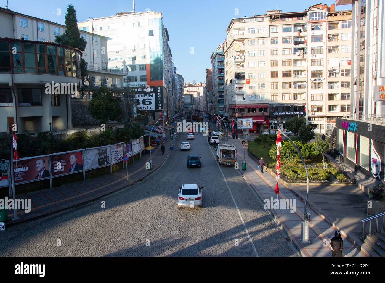 Central street of Rize city - Turkey: 9 November 2021. Black sea region ...