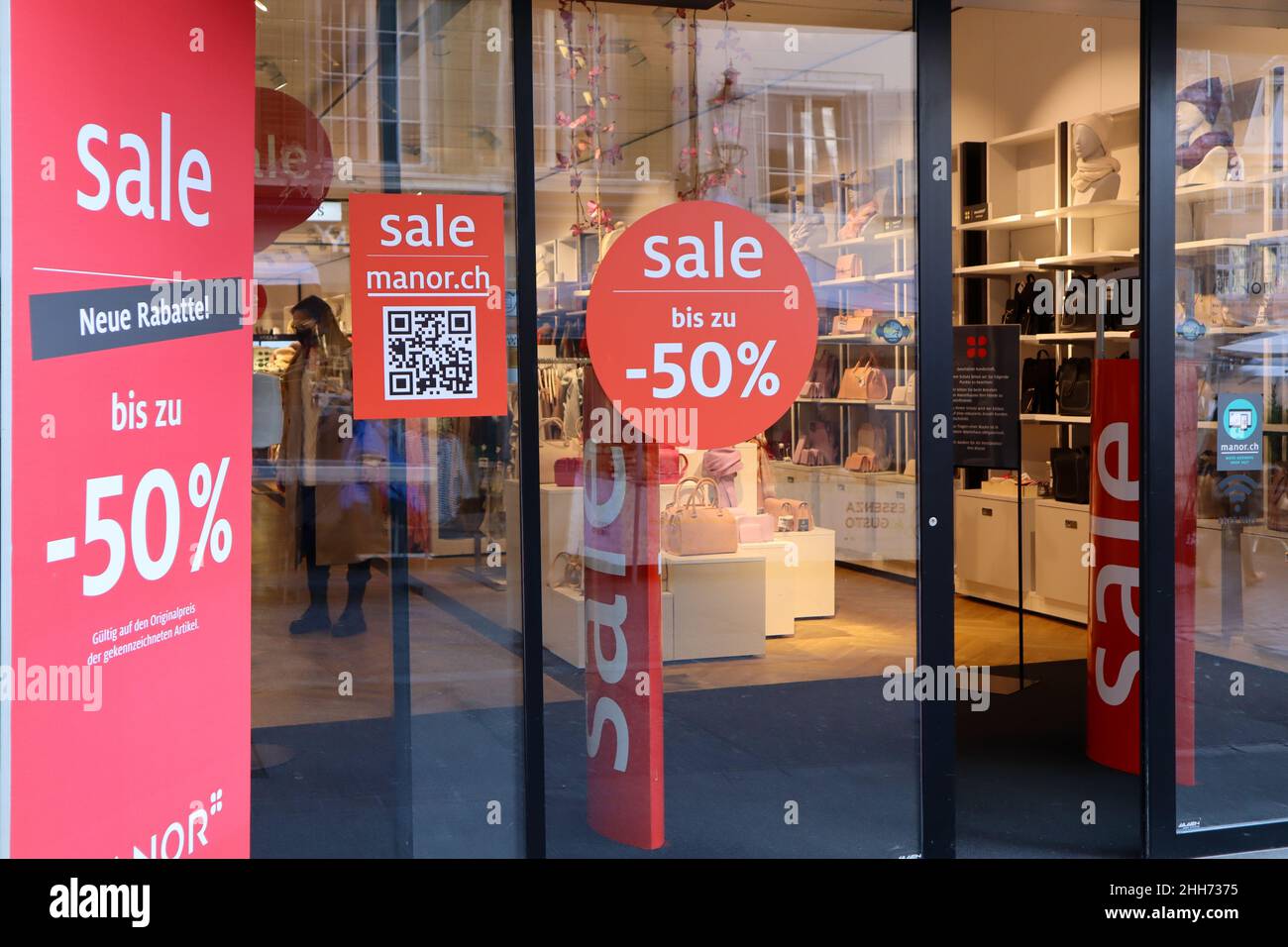 Solothurn, Switzerland, 15. January 2022: Sale Signs at Entrance of the ...