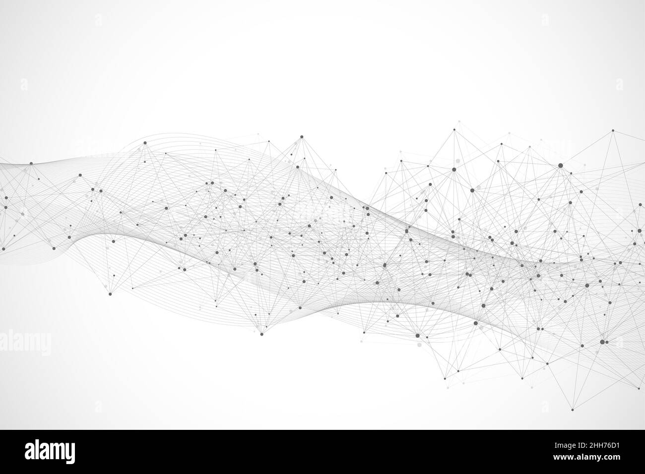 Abstract plexus background with connected lines and dots. Wave flow. Plexus geometric effect Big ...