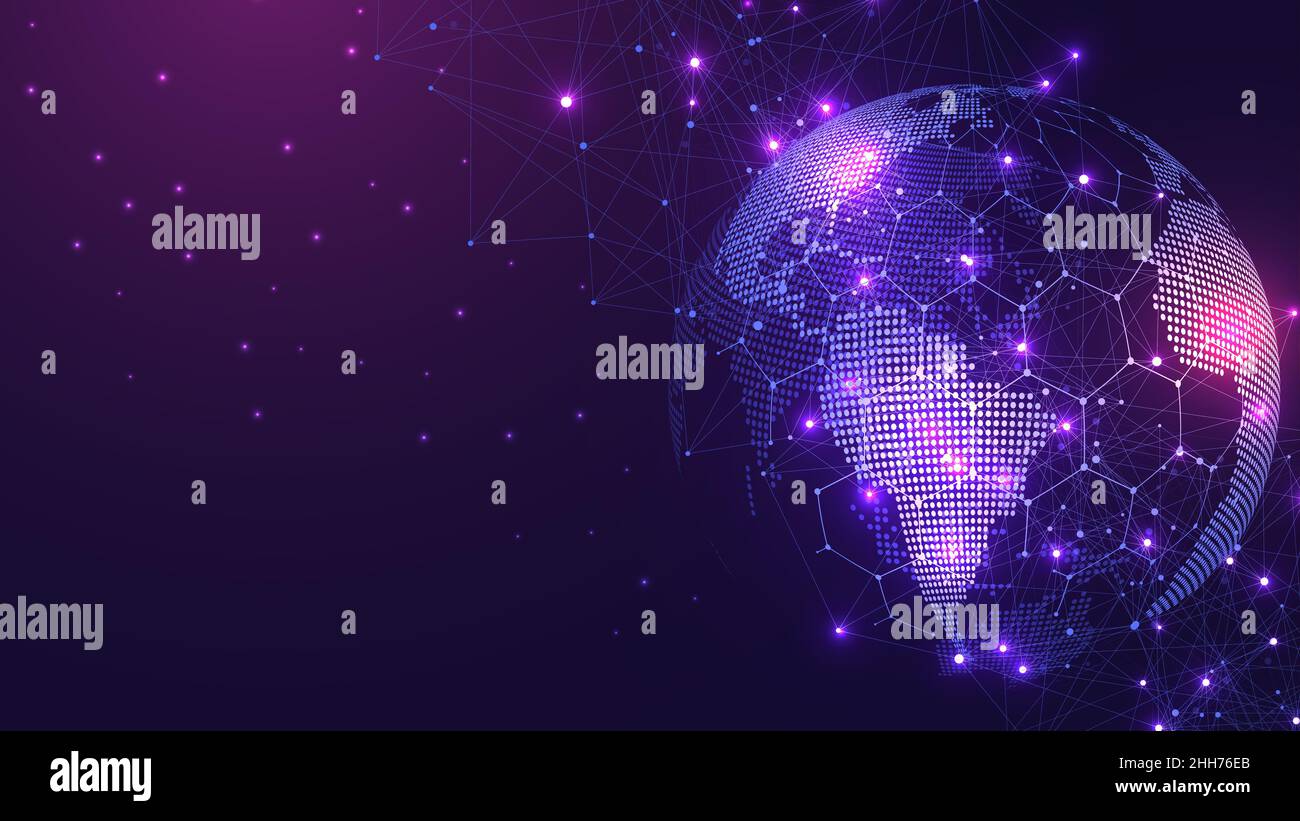 Business global network connection illustration. World map point and ...