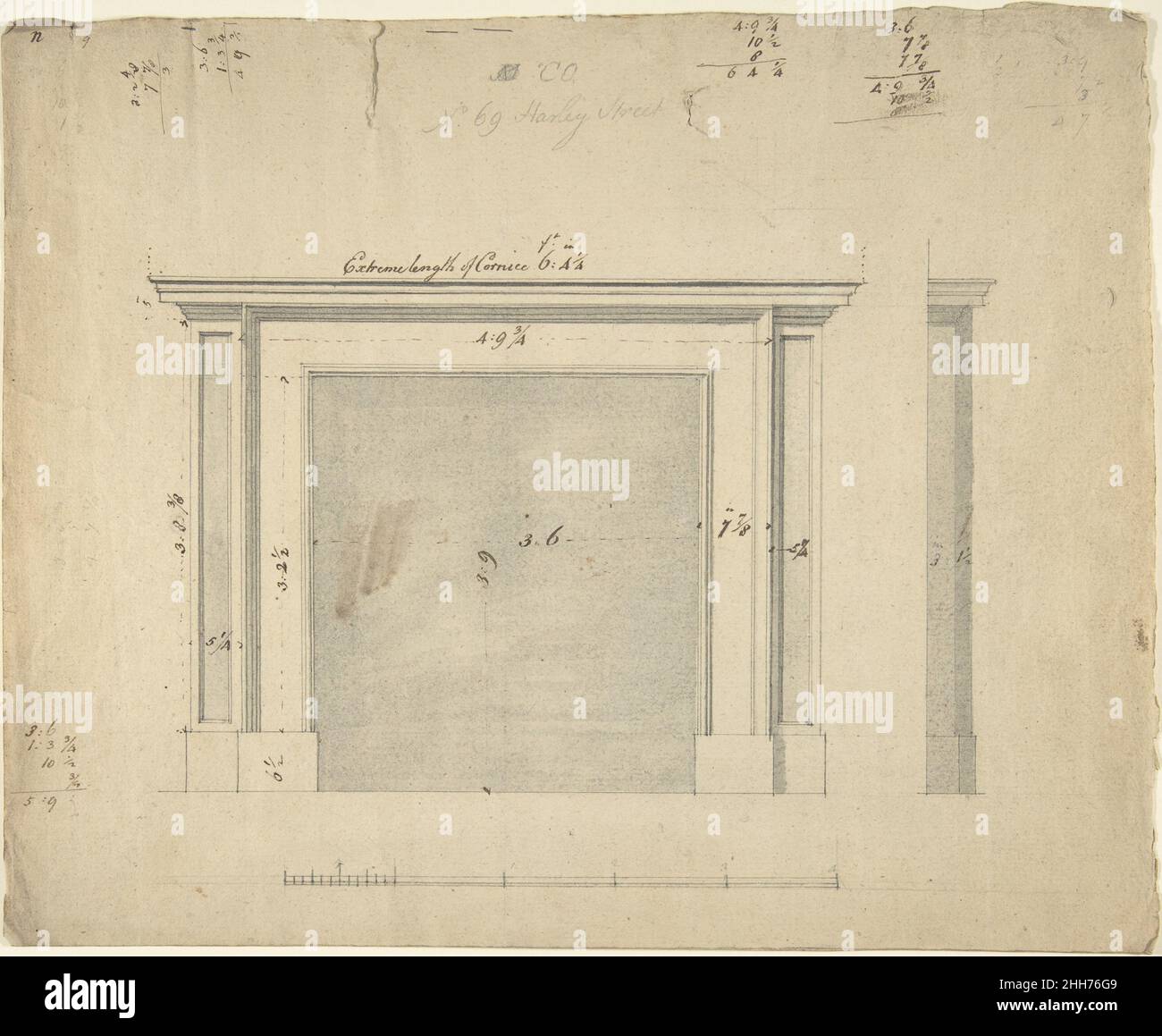 Drawings for a Chimney-piece for 25 Harley Street, Westminster, London ...