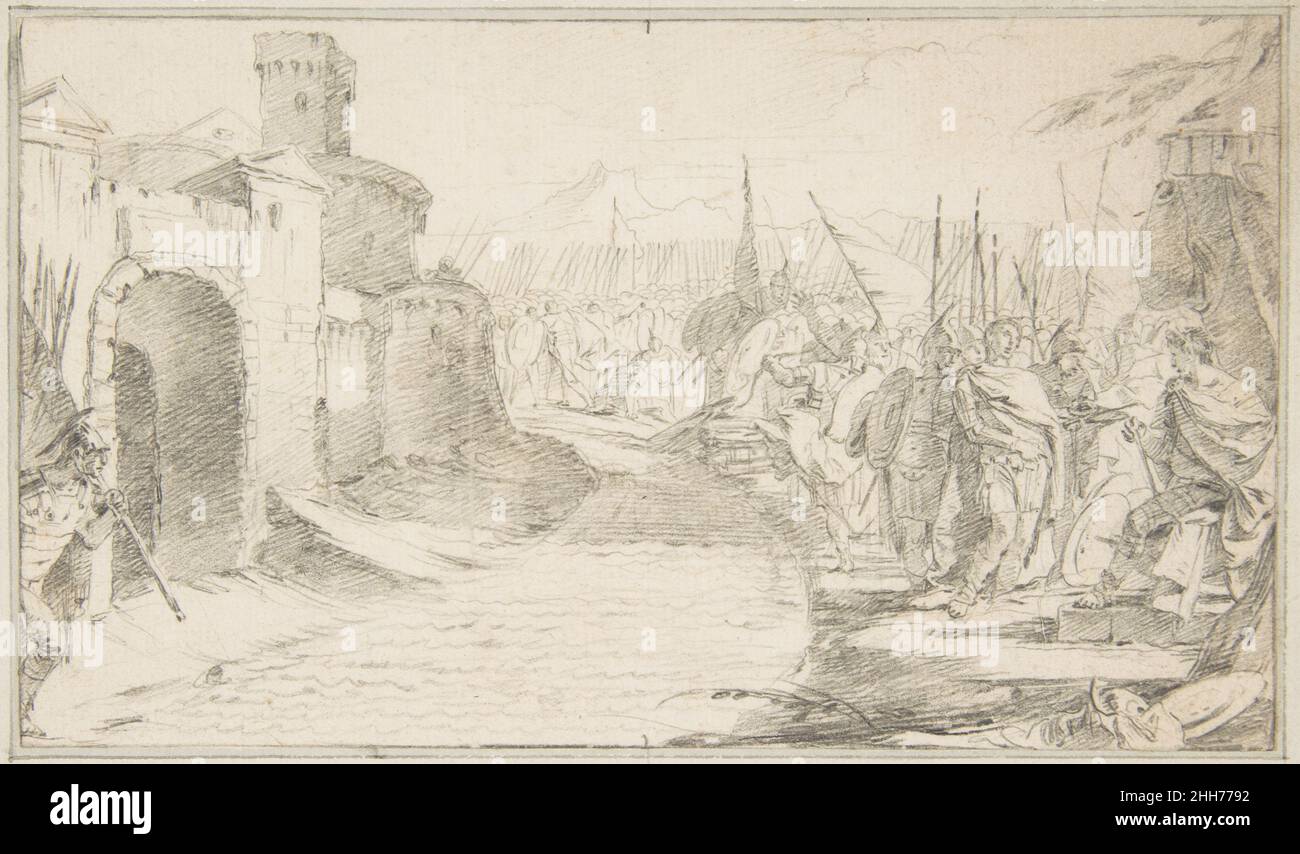 Illustration for a Book: Meeting Between Two Generals (?) before a ...