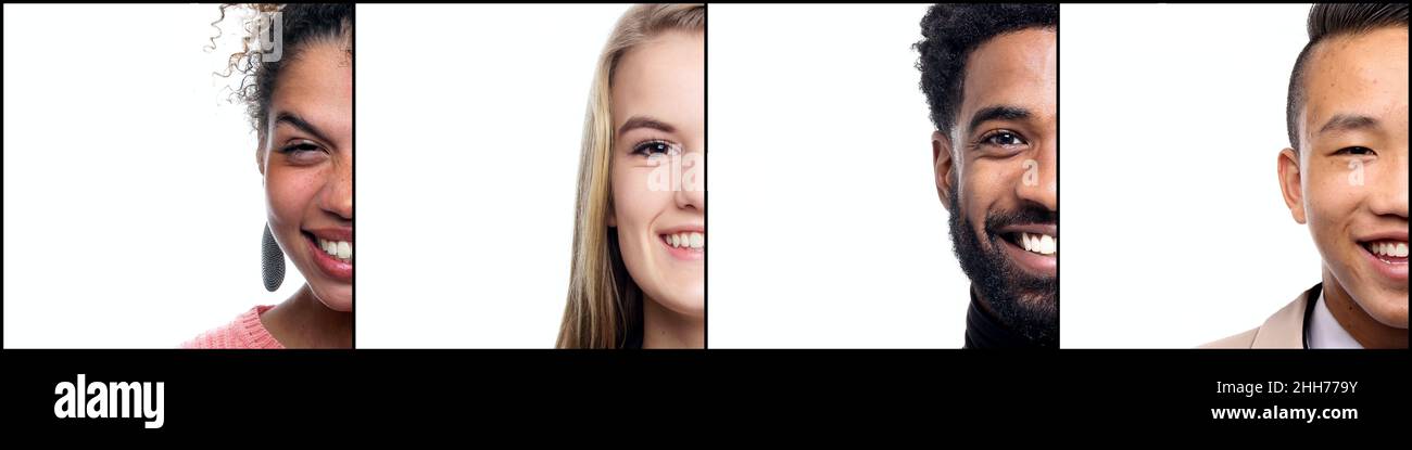 Group of people in a collage Stock Photo - Alamy