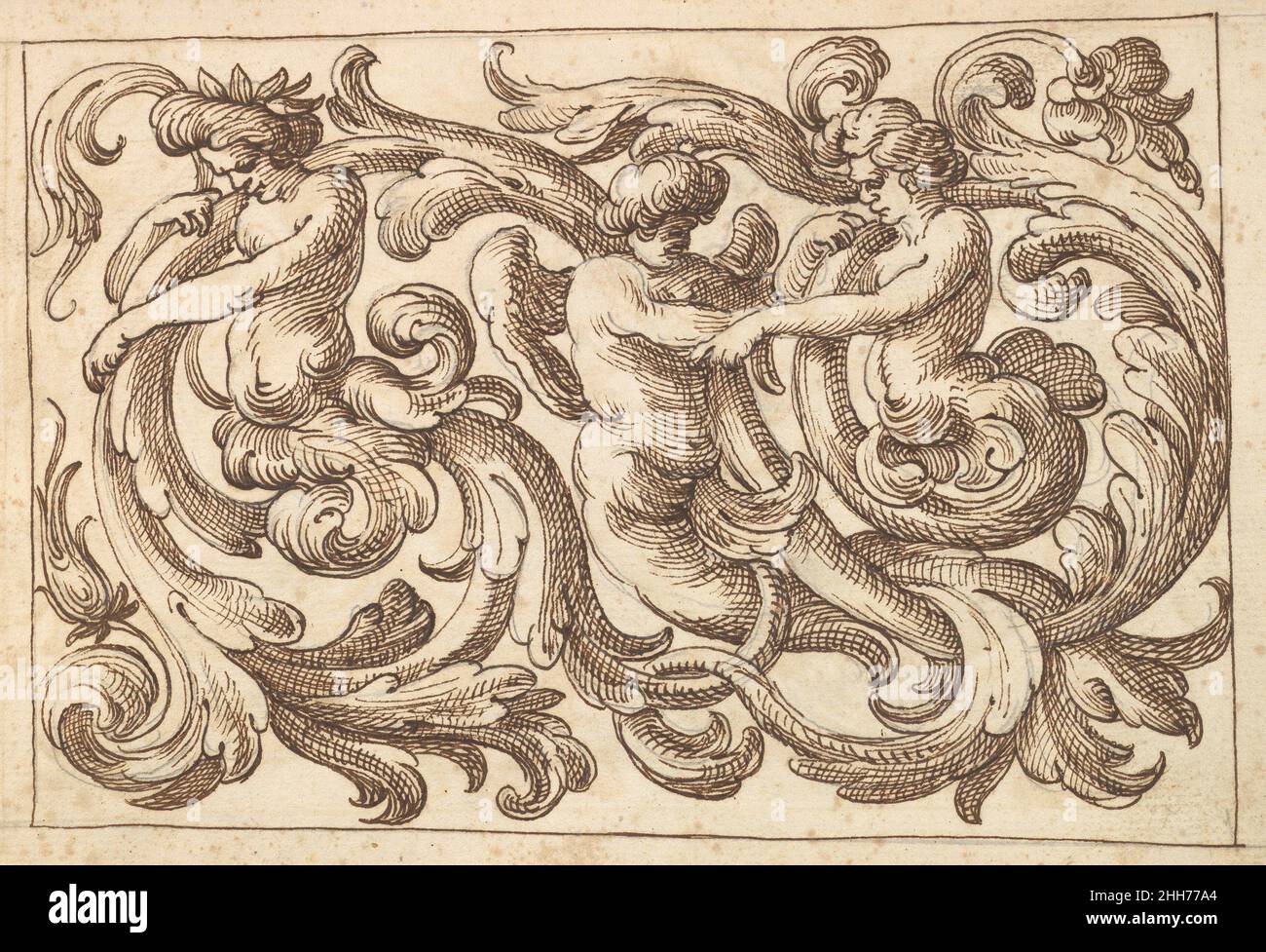 Horizontal Panel Design with Three Young Male Figures Interspersed ...