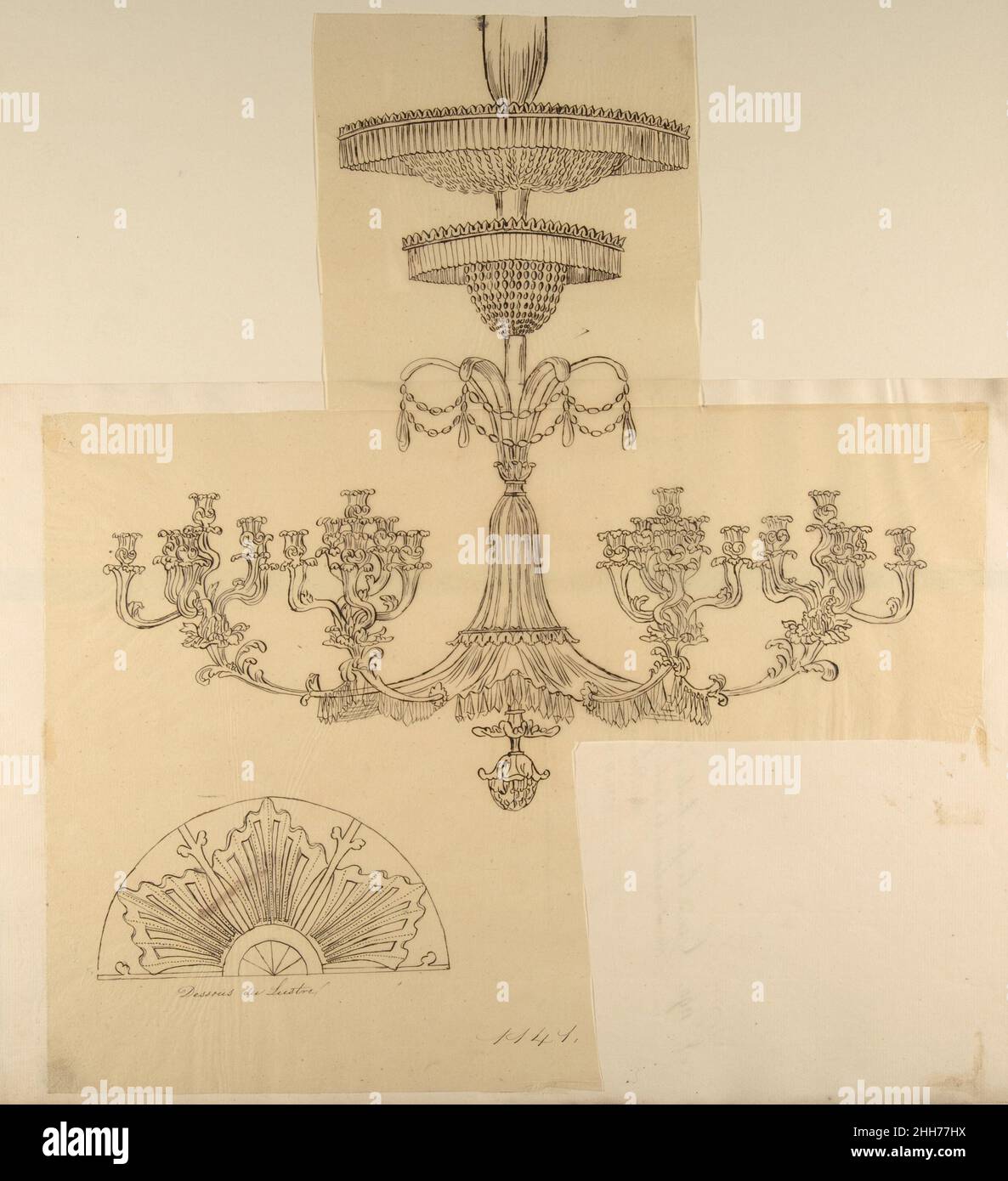 Designs for a Chandelier and a Plaster Mount 19th century Anonymous ...