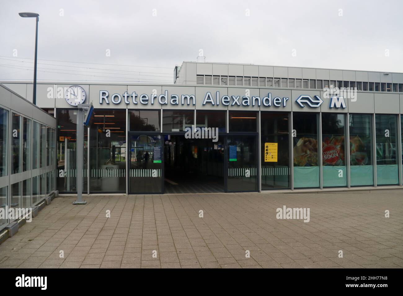 Metro and train station Rotterdam Alexander on the east side of the ...