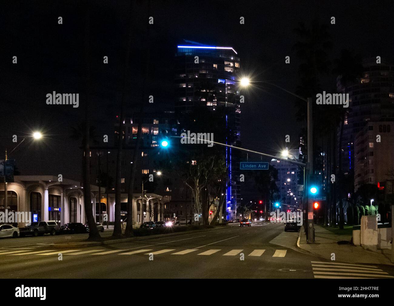 Long Beach street night shoot Stock Photo - Alamy