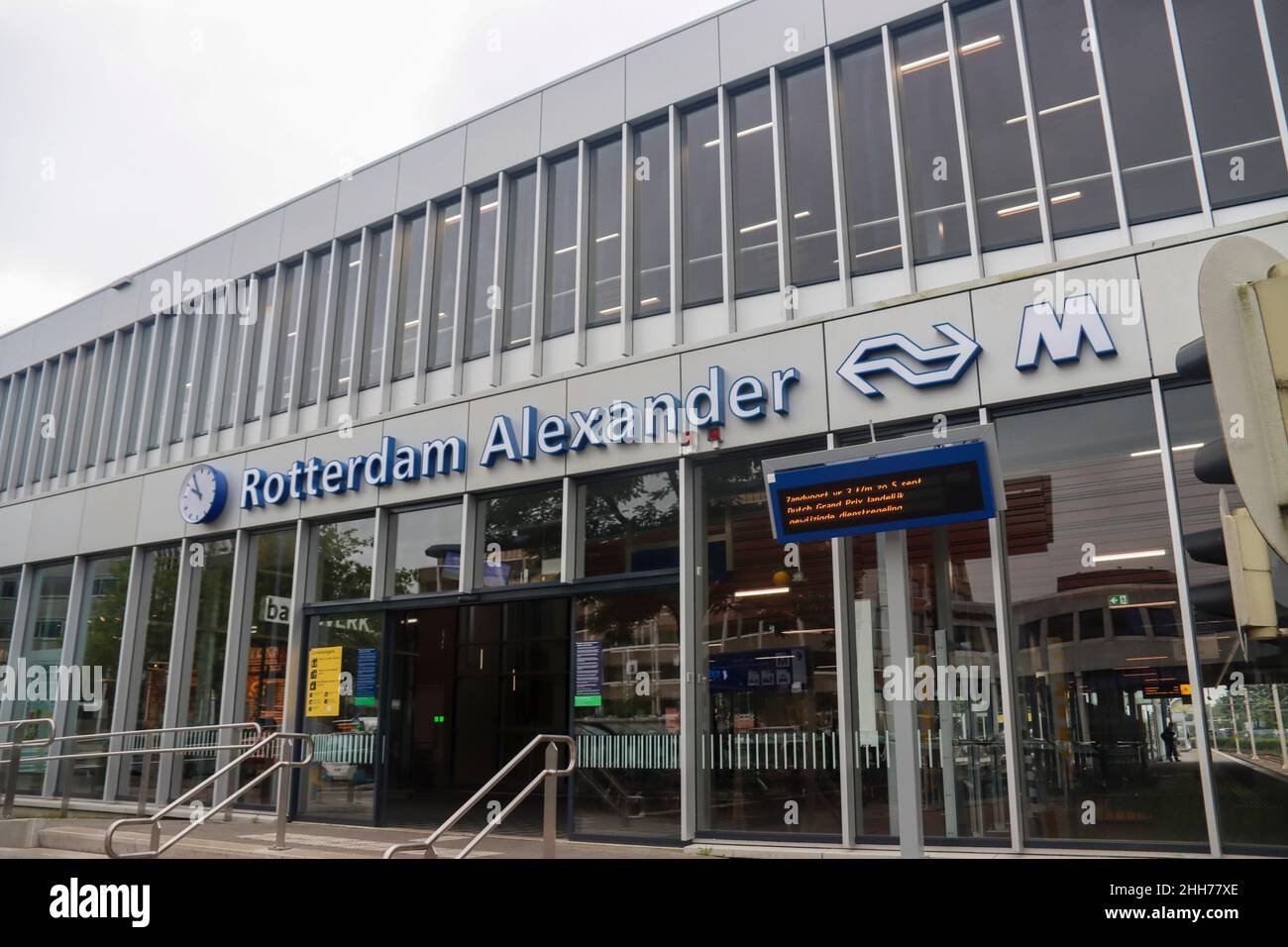 Metro and train station Rotterdam Alexander on the east side of the ...