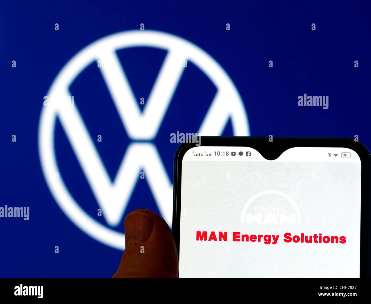 In this photo illustration, the MAN Energy Solutions logo is seen ...