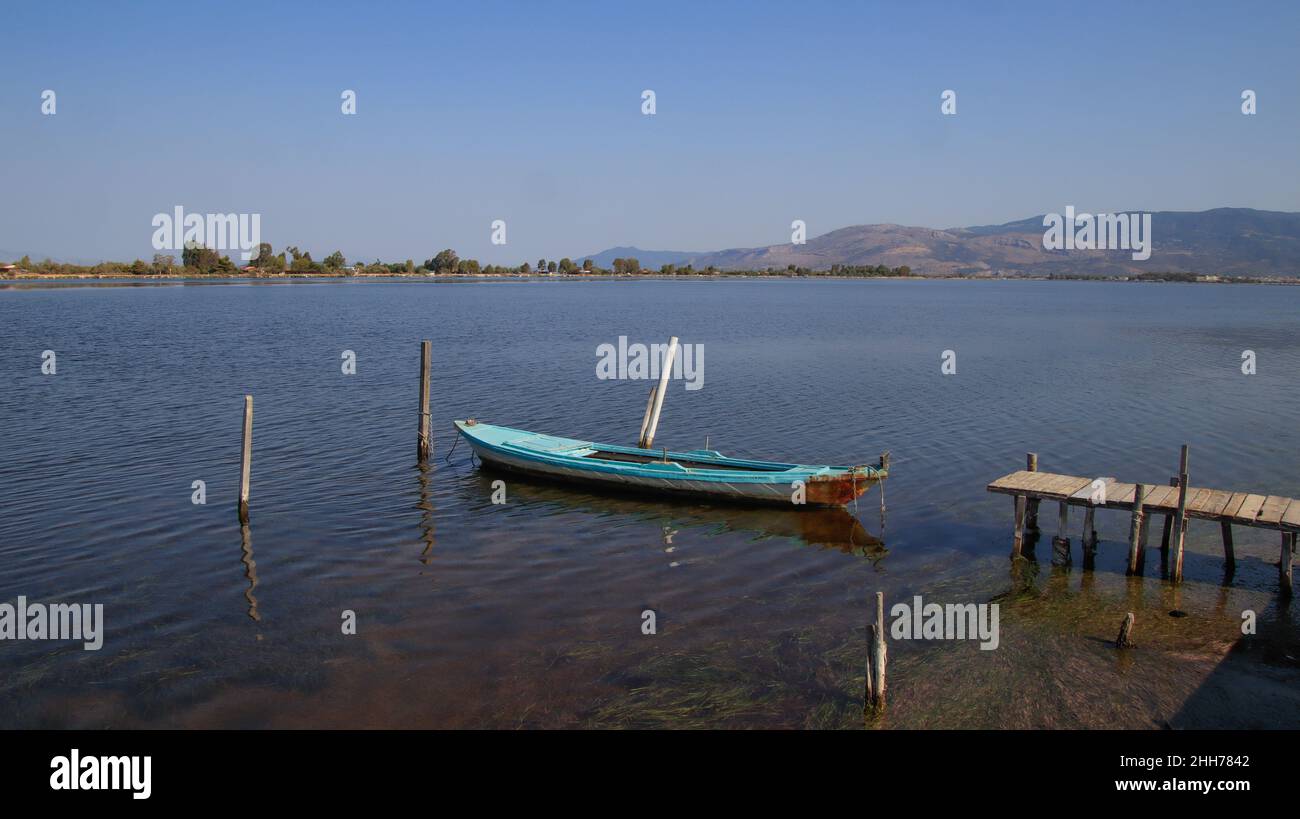 Traditional fishing boats at Mesologgi lagoon,Aitoloakarnania,Greece ...