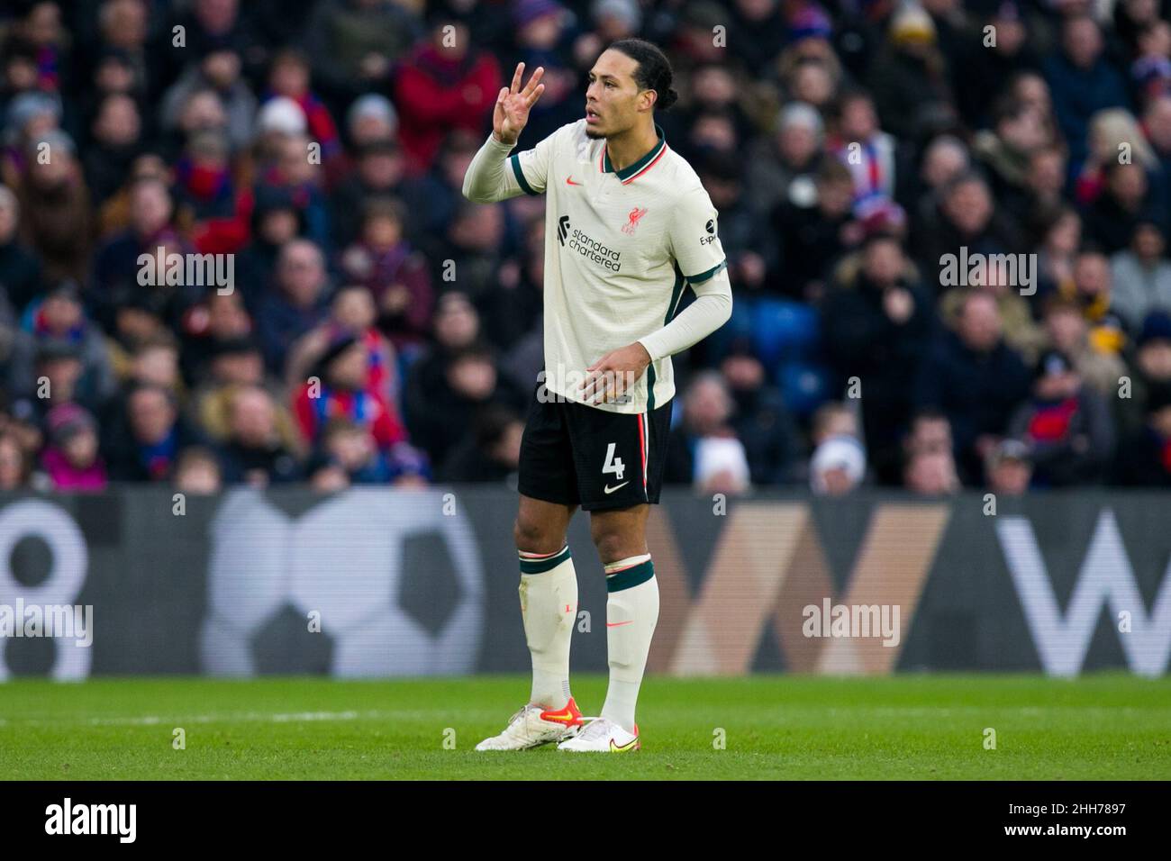 LONDON, UK JAN 23RD Virgil van Dijk of Liverpool gestures during the ...