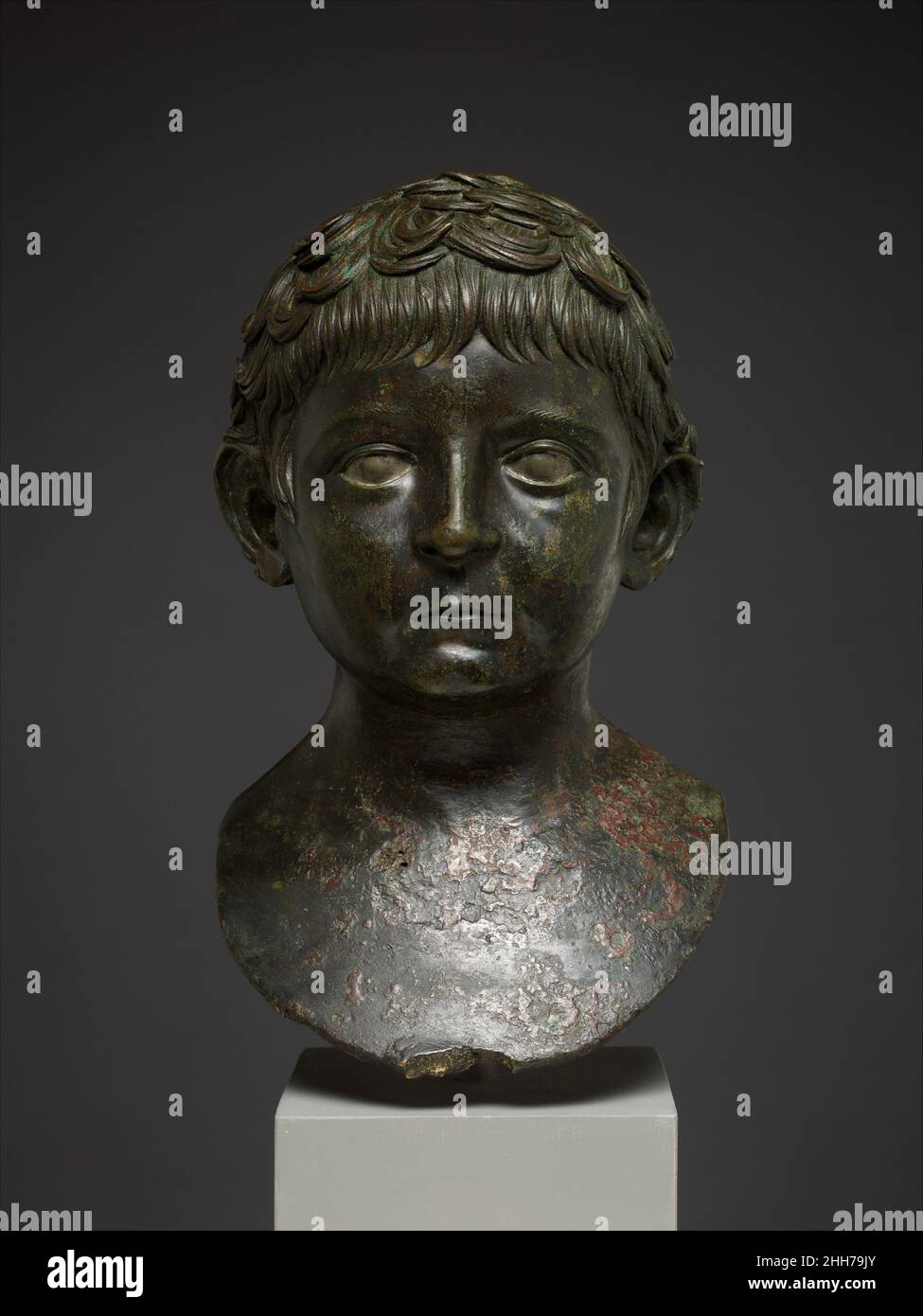 Bronze portrait bust of a young boy ca. A.D. 50–68 Roman This life-size ...