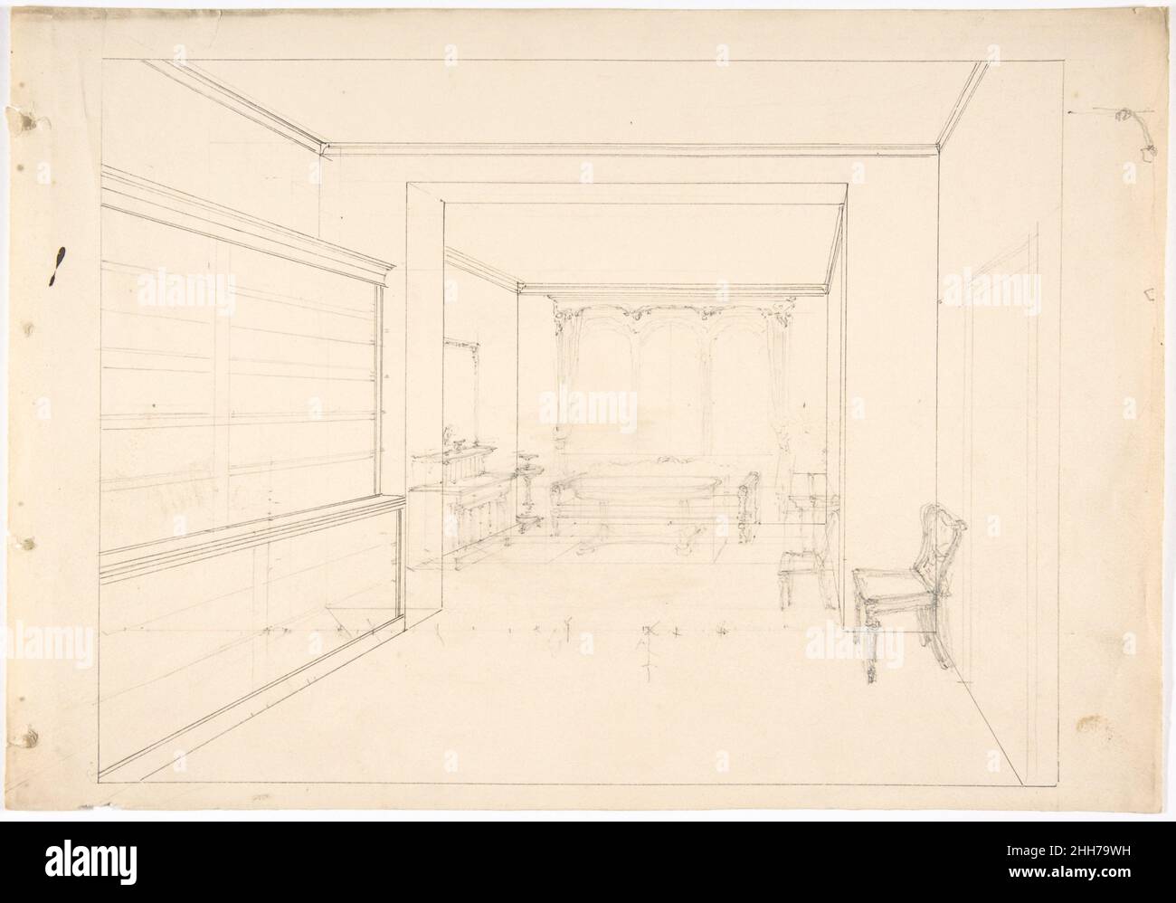 Perspective Drawing of an Interior early 19th century Anonymous ...