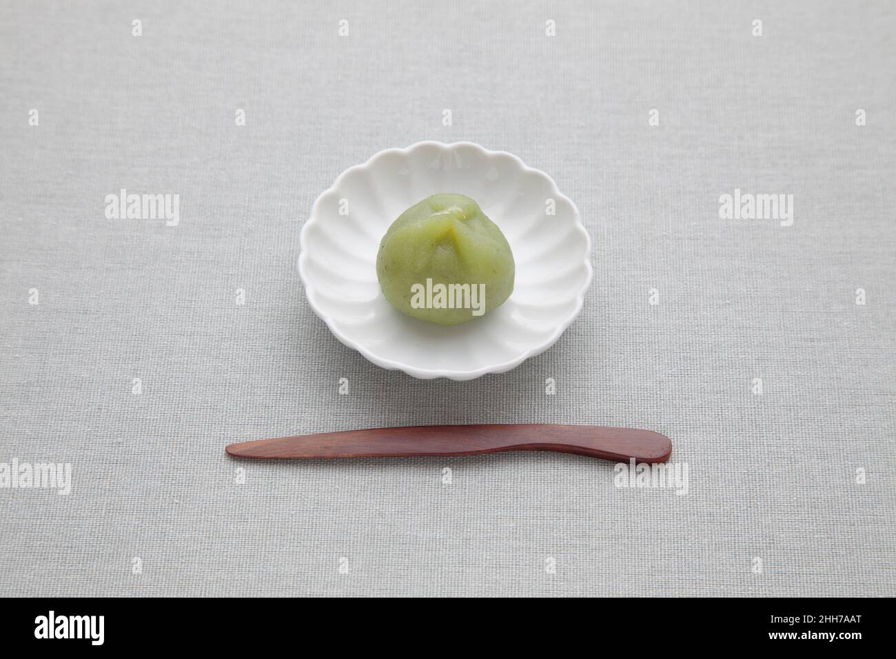 mugwort rice cake kusamochi Japanese confectionery isolated on table ...