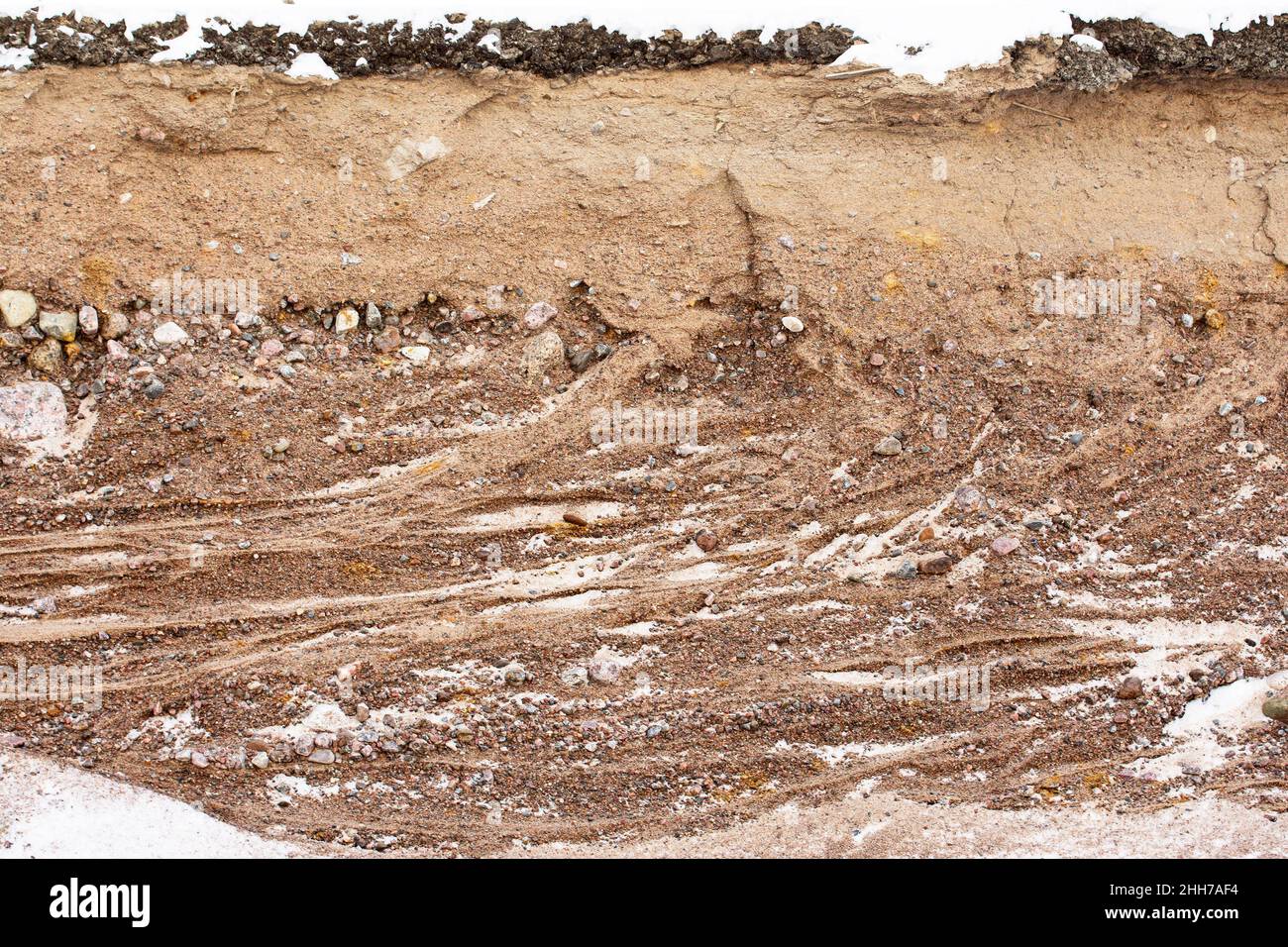 Soil cut-sandstone, stones, sand structure and layers Stock Photo - Alamy