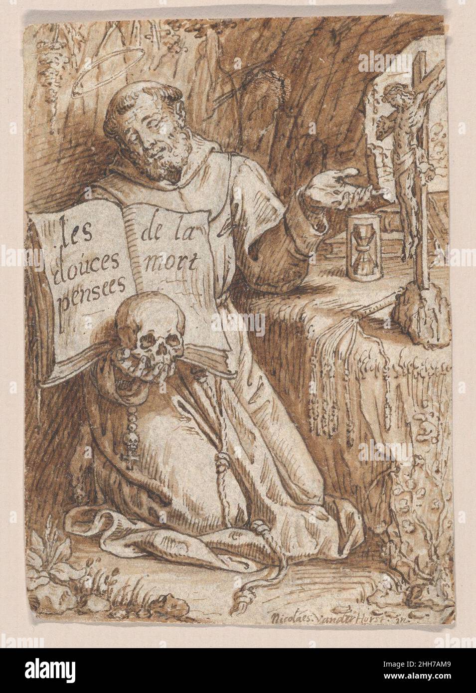 Saint Francis Kneeling in a Grotto, holding a Book and a Skull 1627 or ...