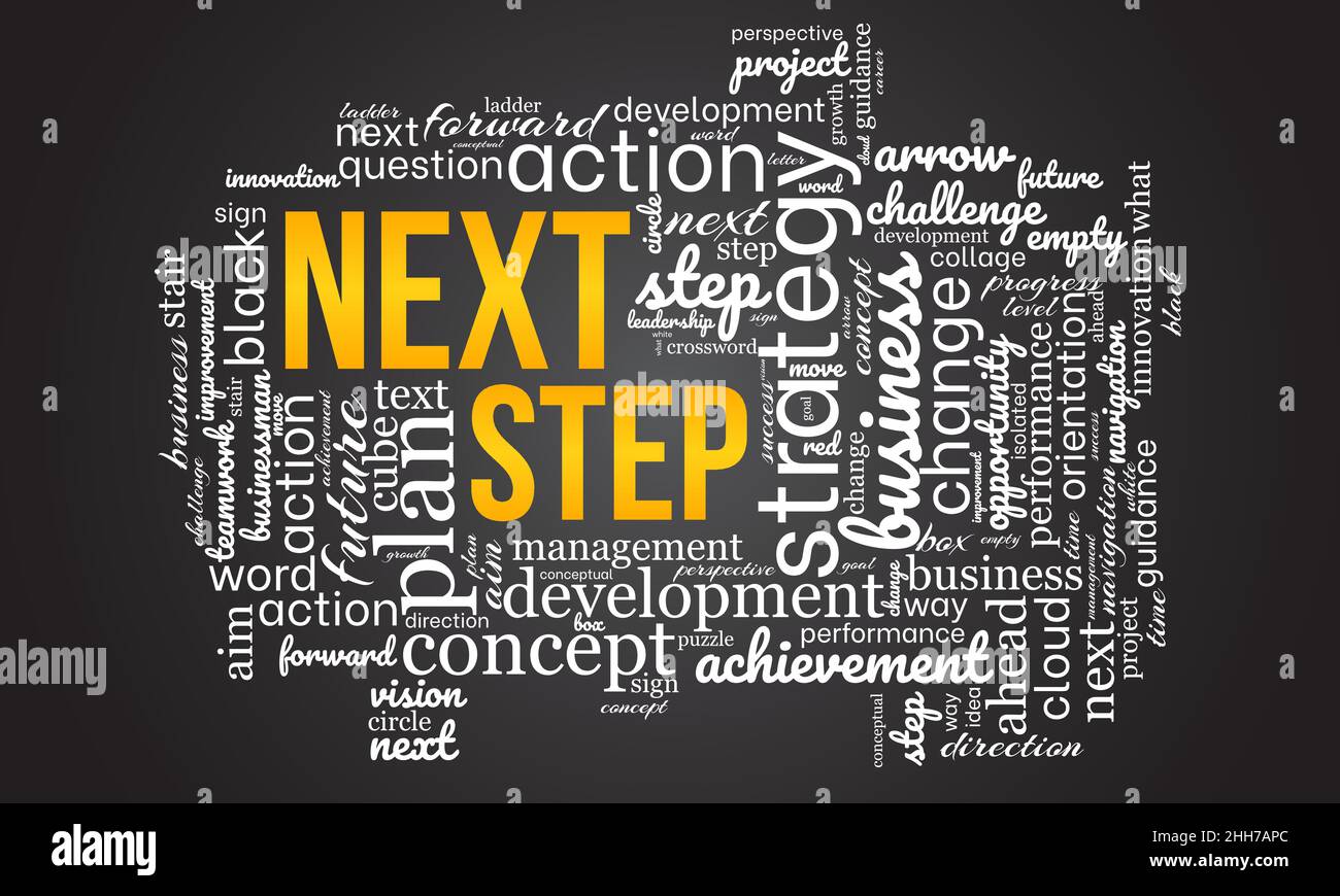 Next step word cloud template. Business concept vector background Stock ...