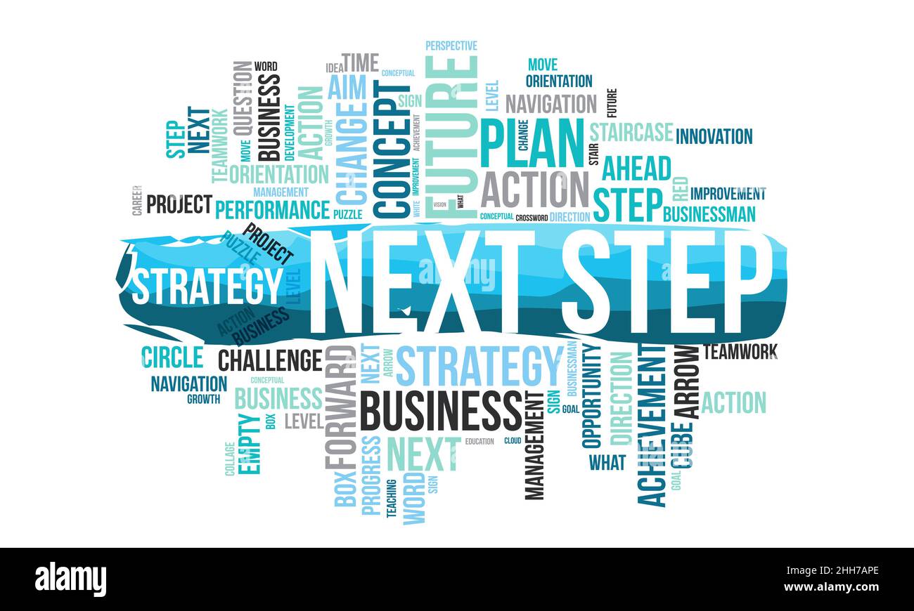 Next step word cloud template. Business concept vector background Stock ...