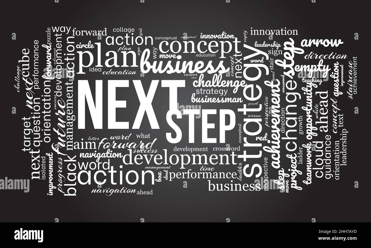 Next step word cloud template. Business concept vector background Stock ...