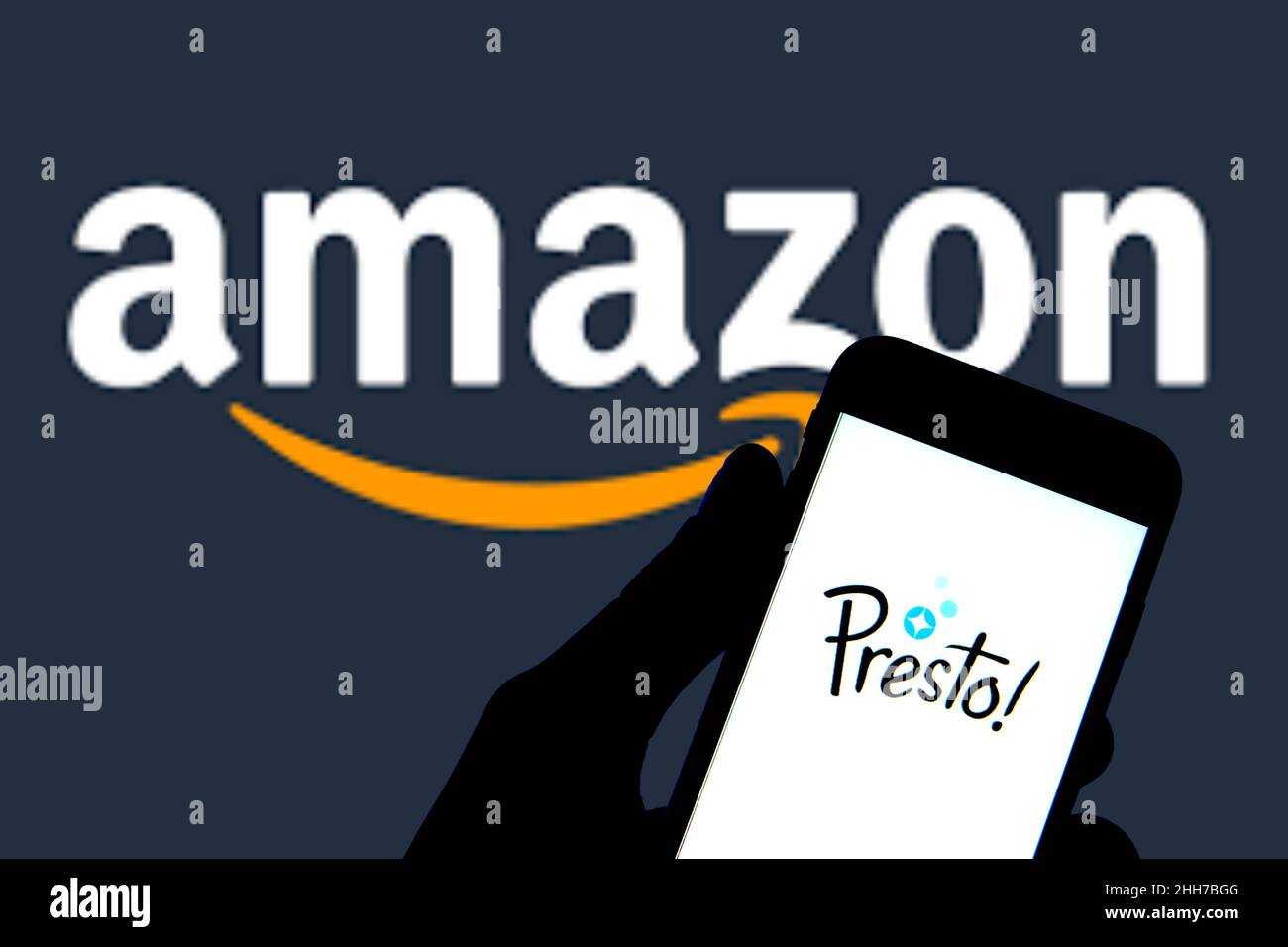 Spain. 12th Jan, 2022. In this photo illustration a Presto logo seen ...