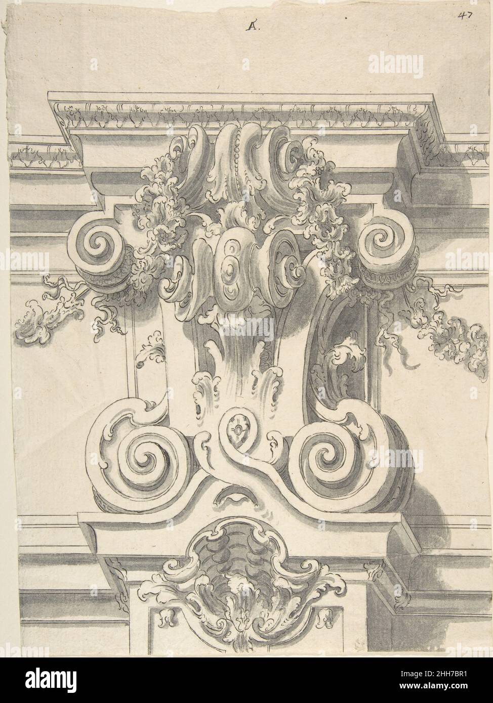 Drawing for a Capital 18th century Anonymous, Italian, Bolognese 18th ...