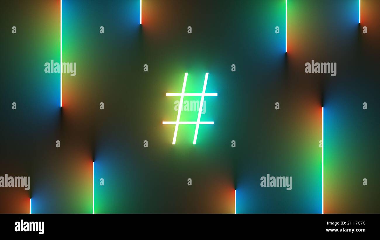 Hashtag sign alphabet light illustration Stock Photo - Alamy