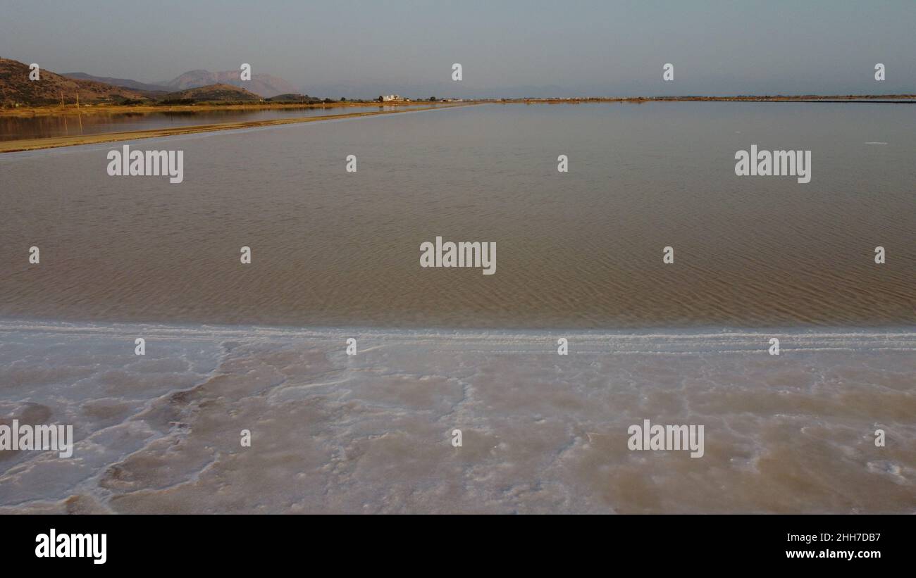 View of Mesologgi saltworks in the lagoon of Mesologgi,Aitoloakarnania ...