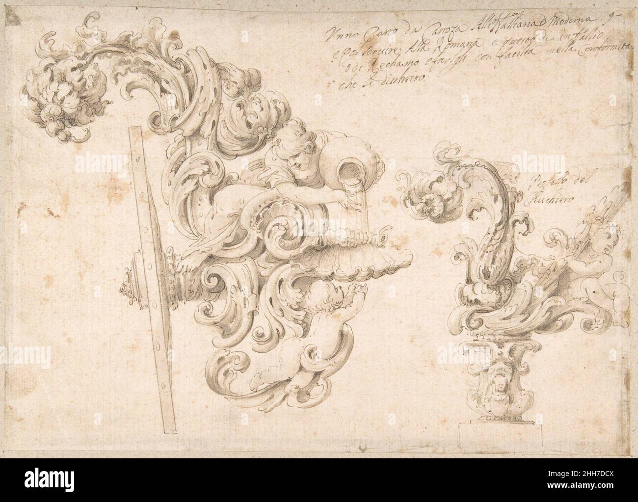 Design for the Rear of a Coach with a Girl Pouring Water into a Shell ...