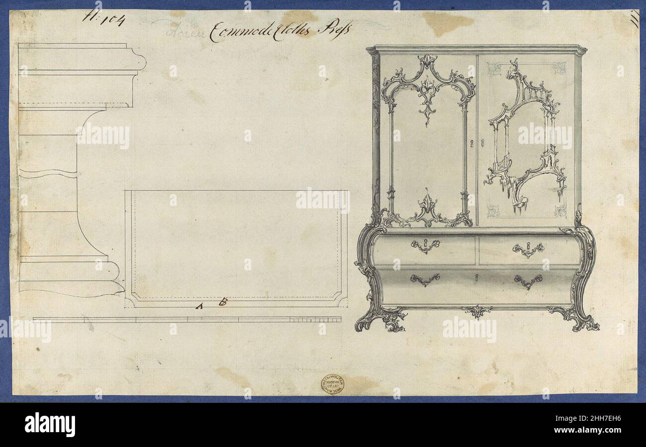 Commode Clothes Press, from Chippendale Drawings, Vol. II 1753 Thomas ...