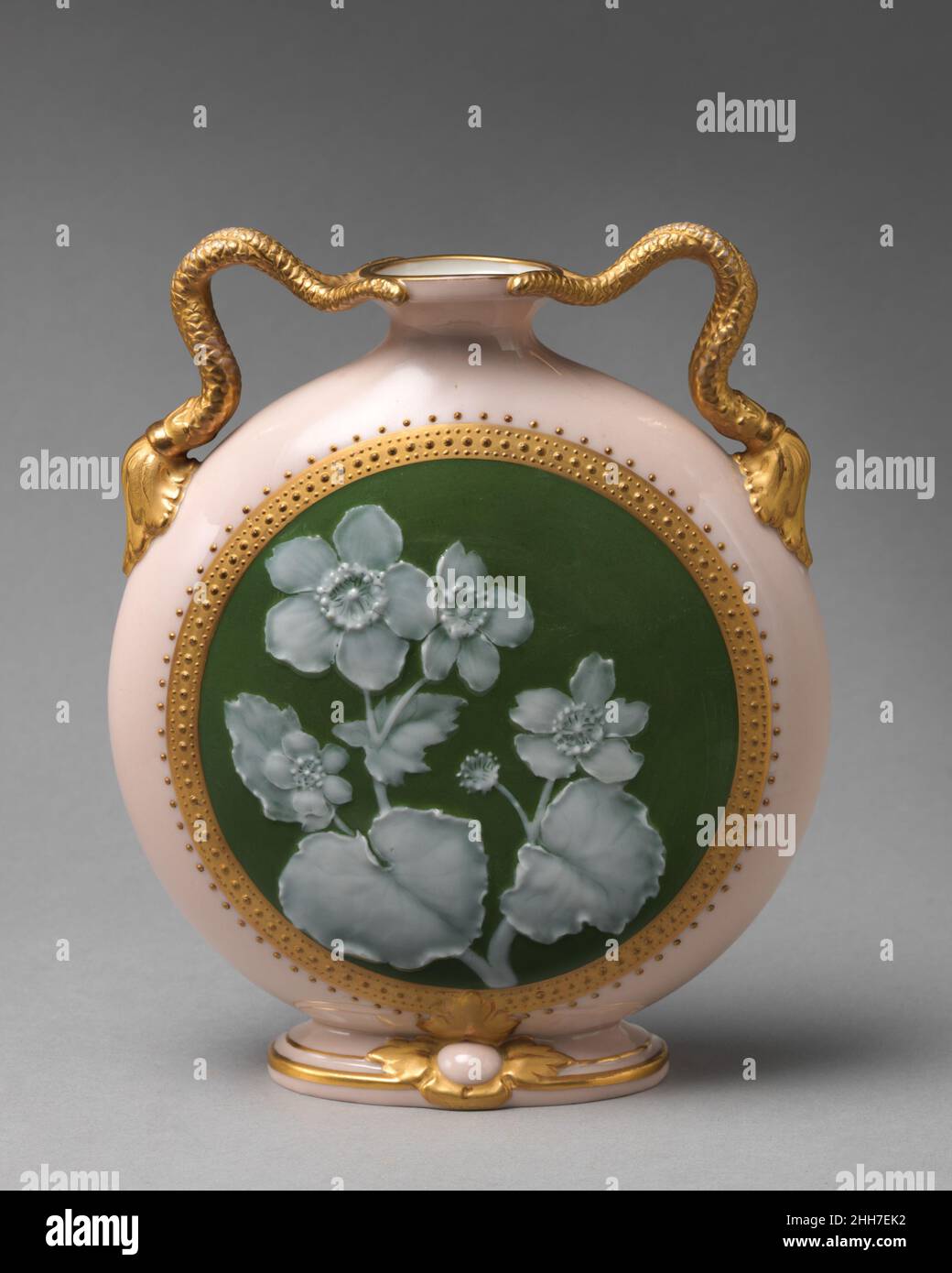 Moon flask with snake handles and floral reserve 1870s Attributed to ...