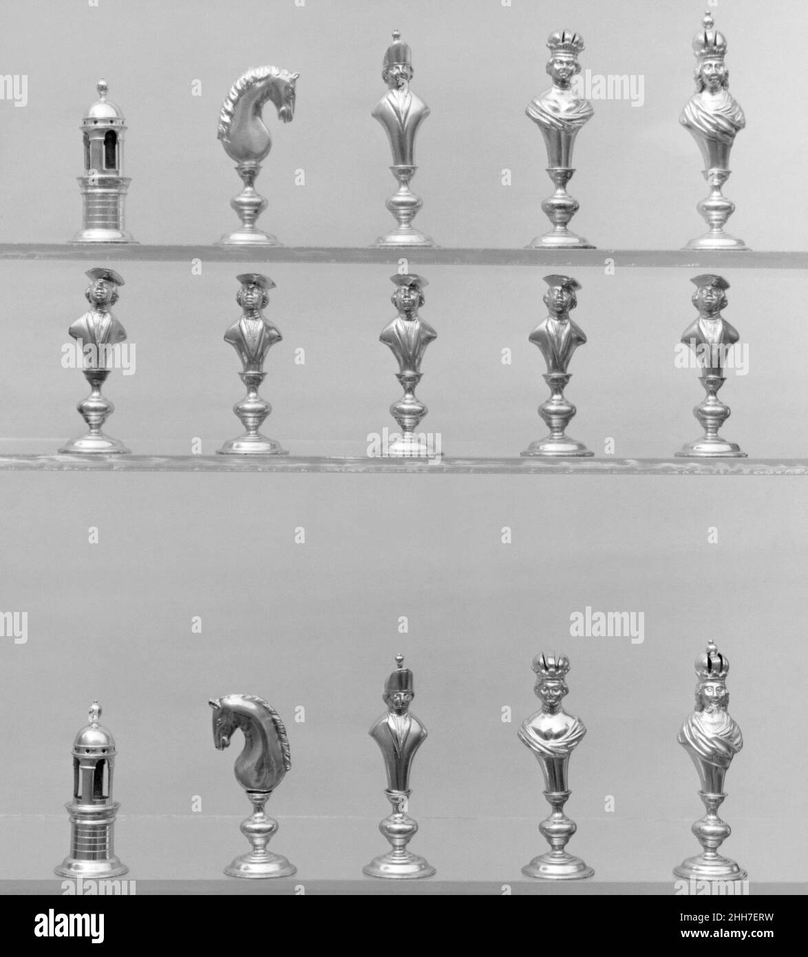 Chess set and board with box 1767 Austrian, Vienna The pieces of the ...