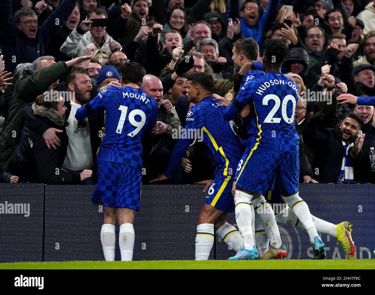 Chelsea's Thiago Silva (centre) celebrates scoring their side's second ...
