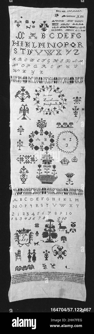 Sampler embroidery Black and White Stock Photos & Images - Alamy
