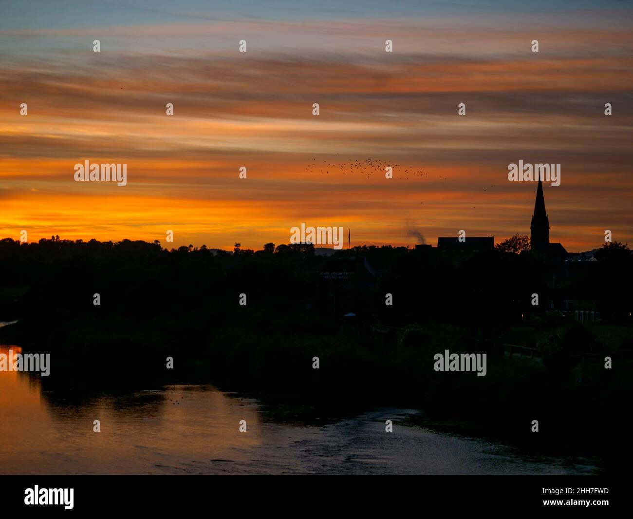 River Tweed at sunset in Kelso, Scotland Stock Photo - Alamy
