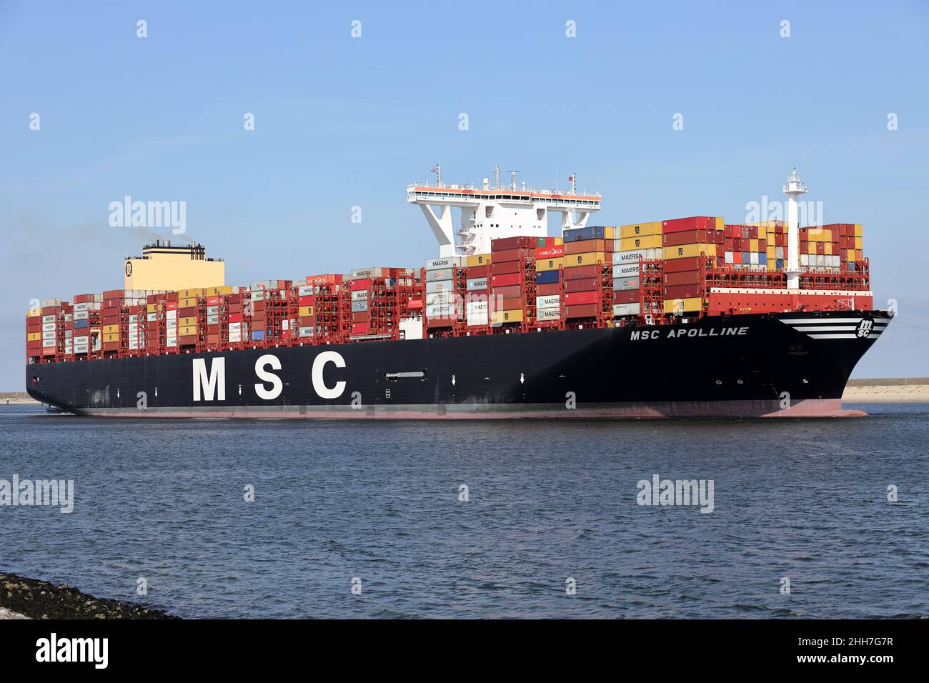 The container ship MSC Apolline leaves the port of Rotterdam on August ...