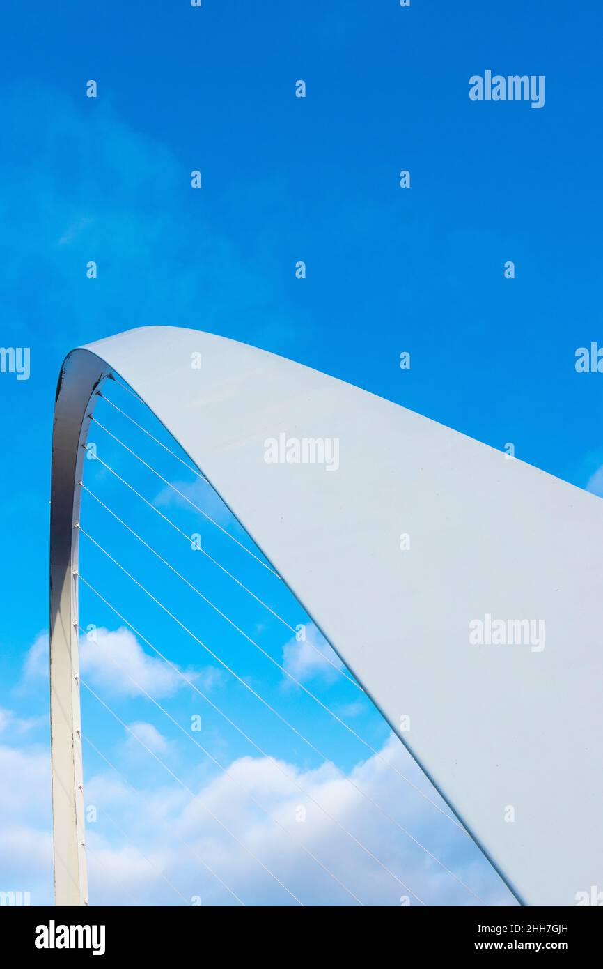 abstract against blue sky of the millennium bridge "winking eye" in ...