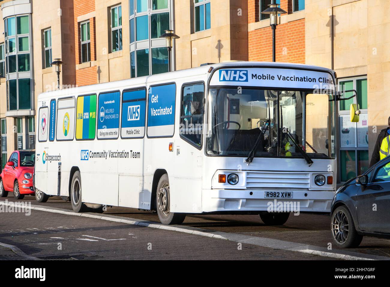 NHS community vaccination mobile bus in Newcastle on Tyne, UK Stock ...