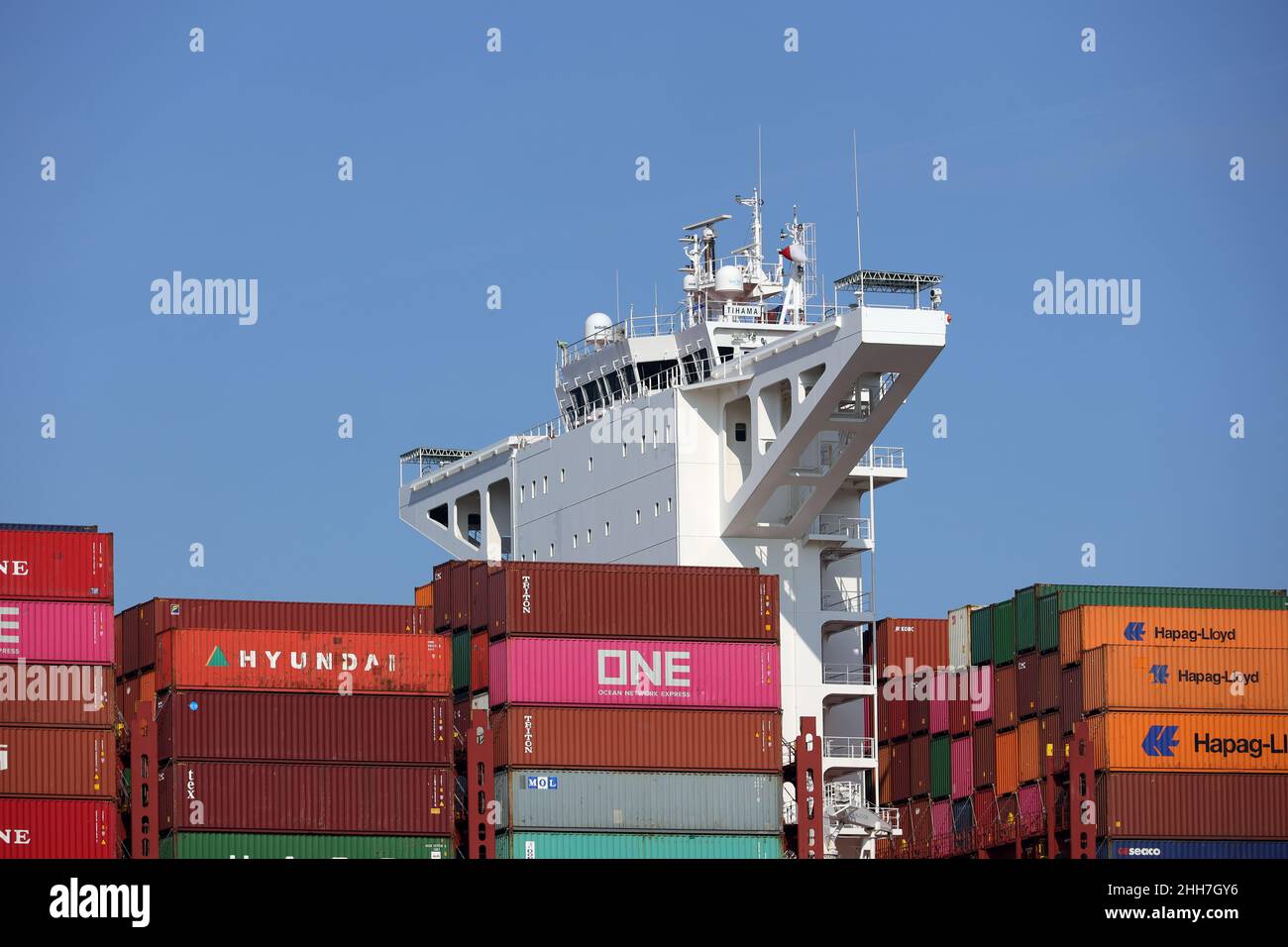 The container ship Tihama will reach the port of Rotterdam on August 24 ...