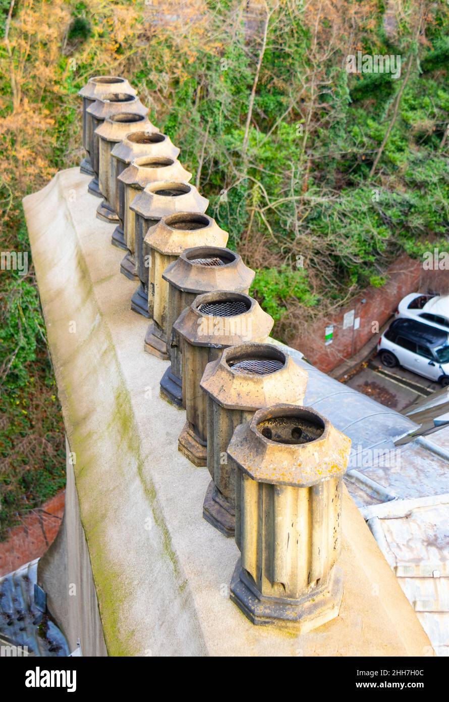 rows of Victorian chimney pots in Newcastle on Tyne, UK Stock Photo - Alamy