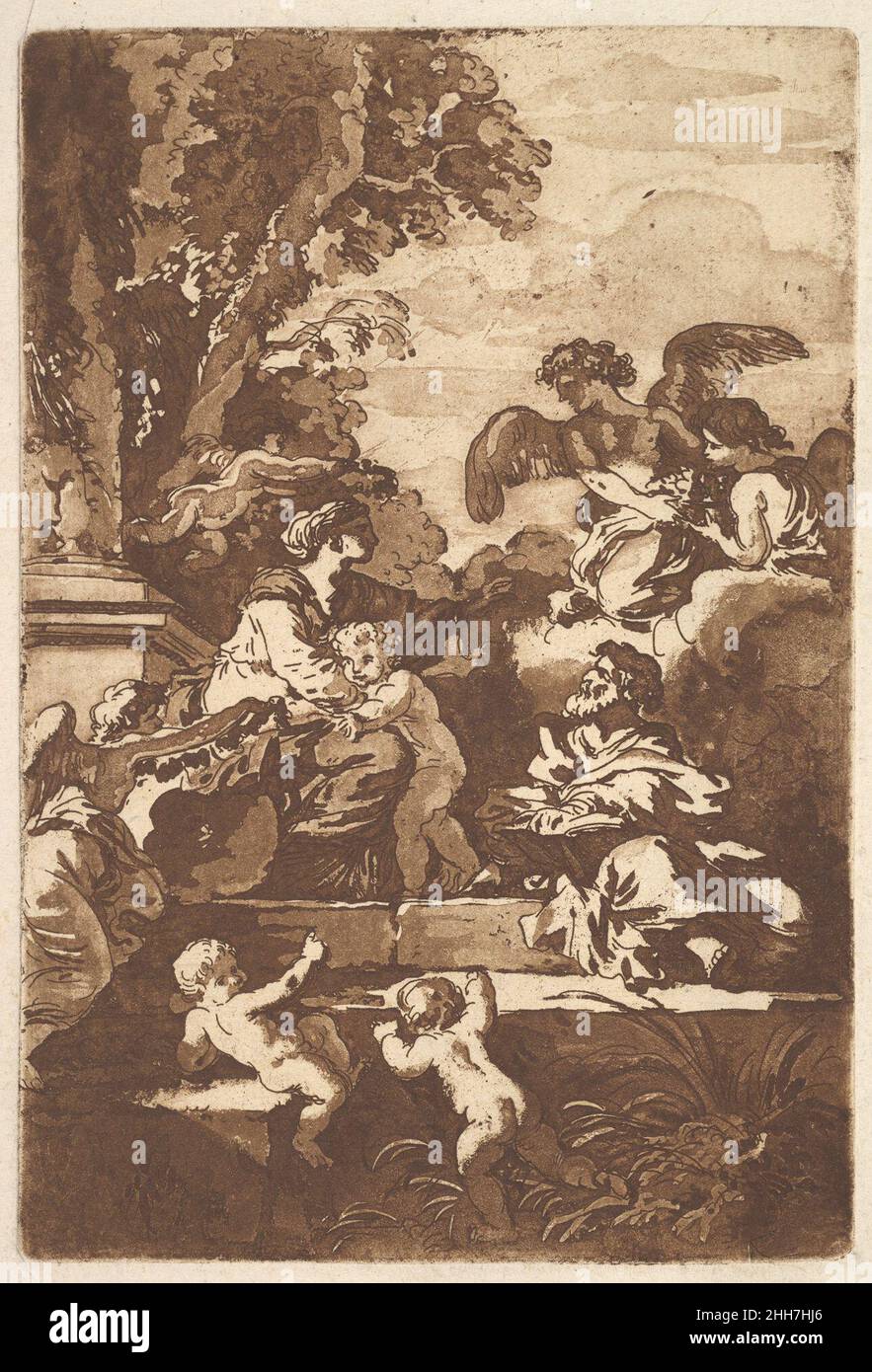 The Holy Family with Angels, in an album containing Recueil de ...